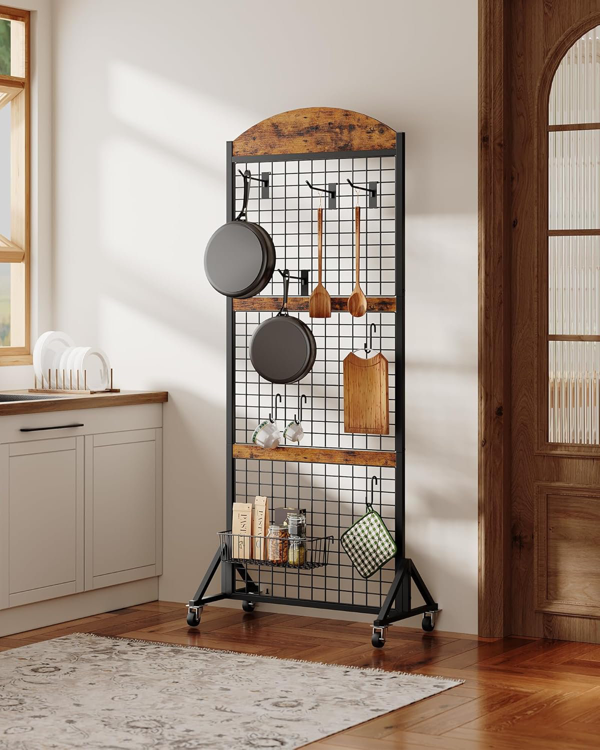 17 Stories Movable Gridwall Display Stand, Sturdy Floorstanding Wire ...