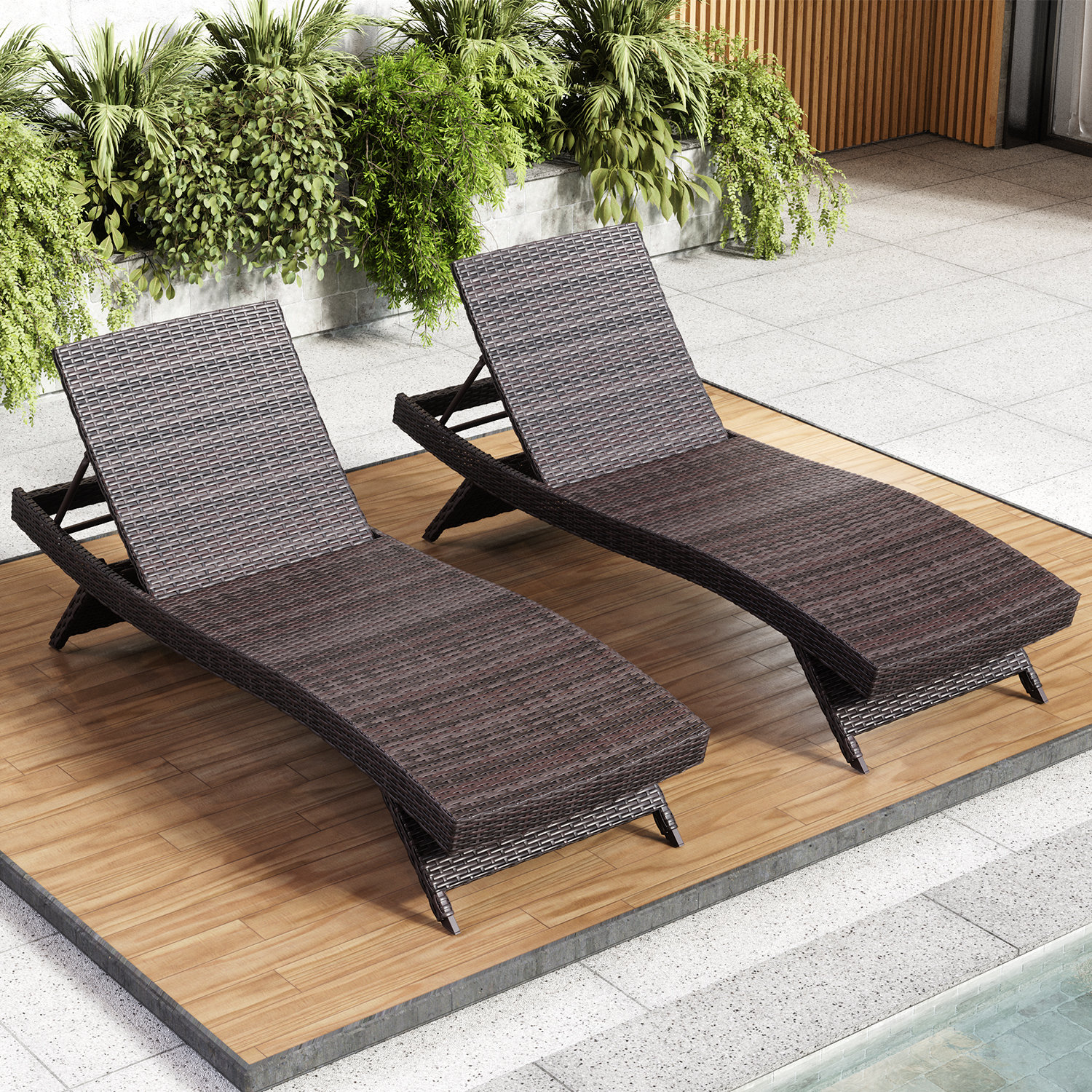 Nestl Premium Outdoor Patio Wicker Chaise Lounge Chair (Set Of 2) | Wayfair