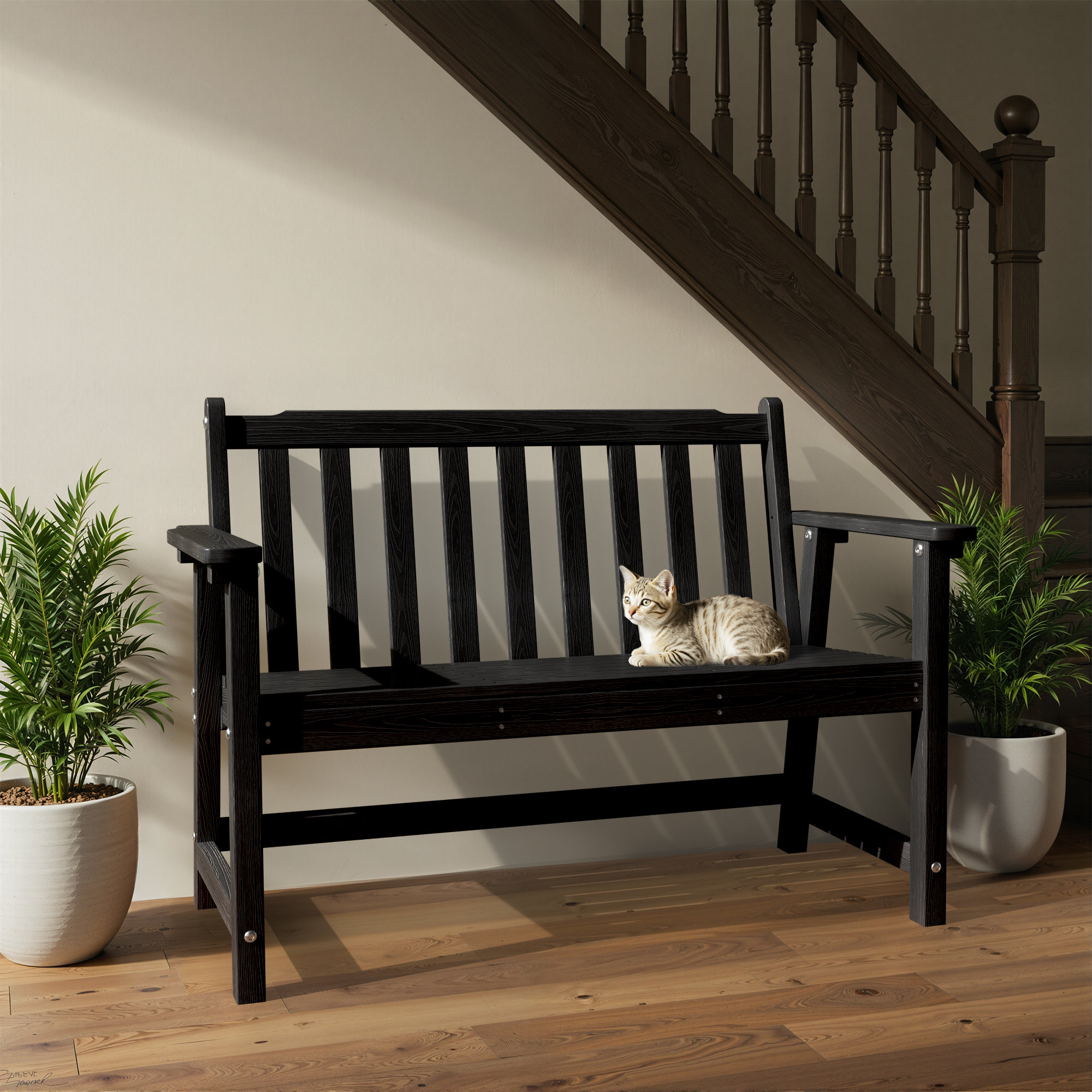 One Allium Way 48.1 Wide HDPE Bench Bench With Back Benches - Wayfair ...