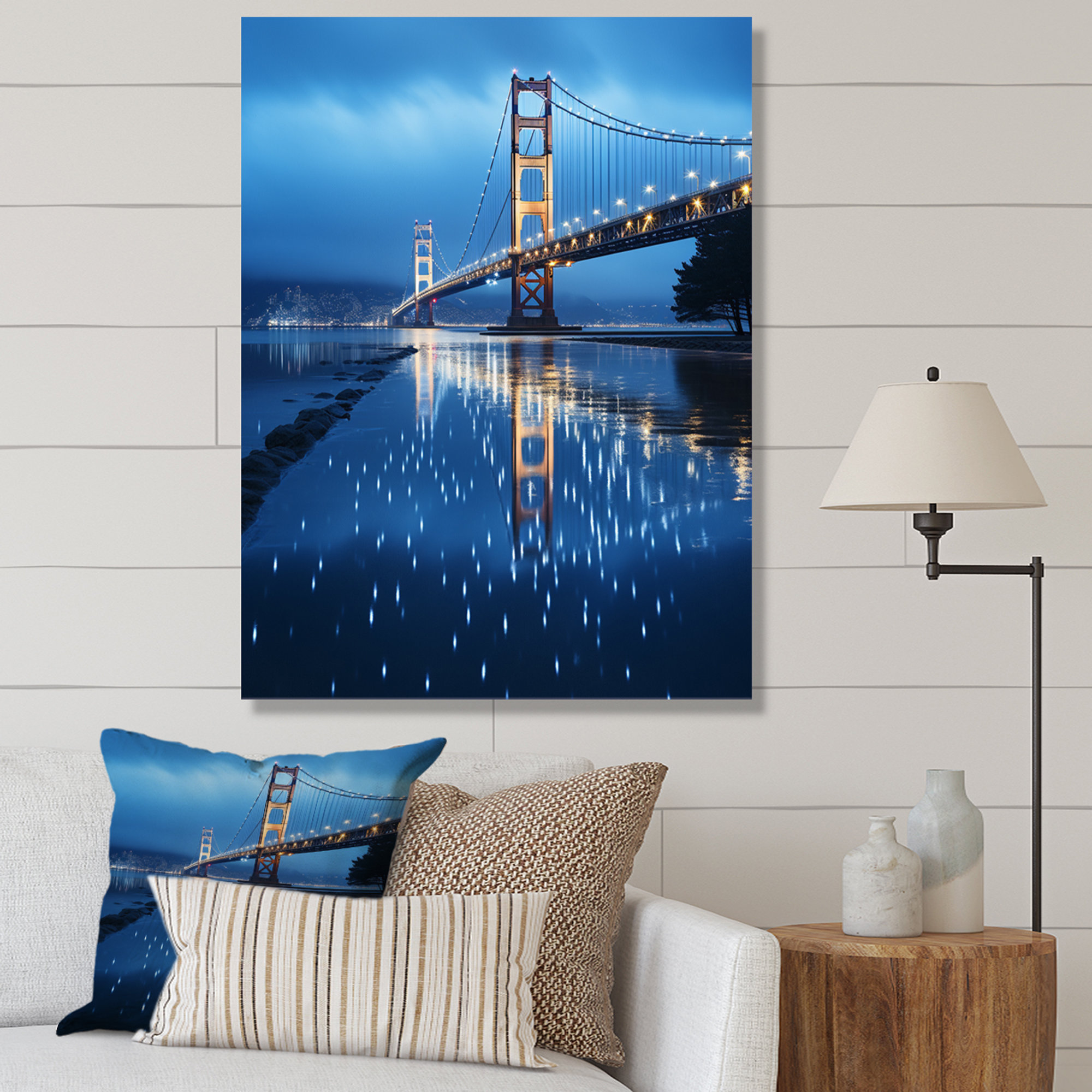 Latitude Run® Lycoming Blue Bridge Suspension Bridge Charcoal I - Print ...