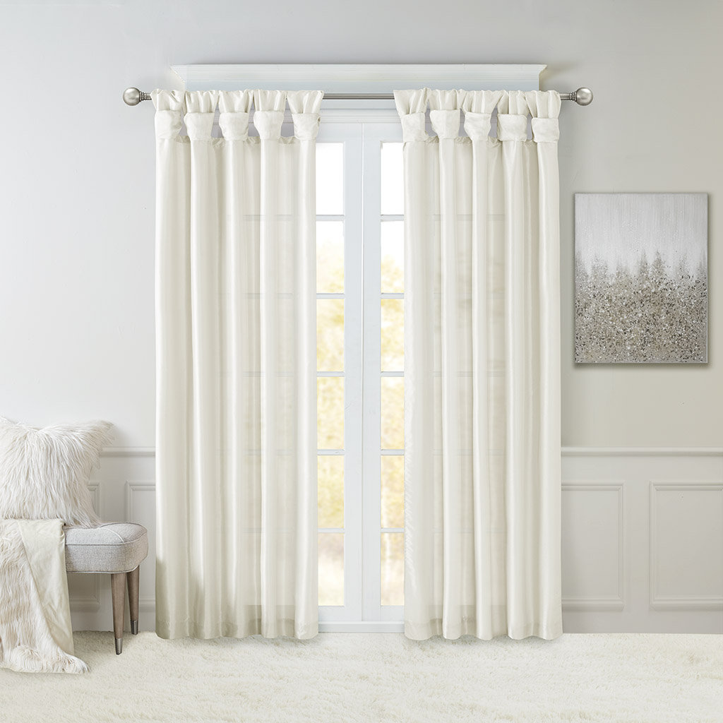 Kelly Clarkson Home Rivau Faux Silk Lined Twist Tab Window Curtain ...