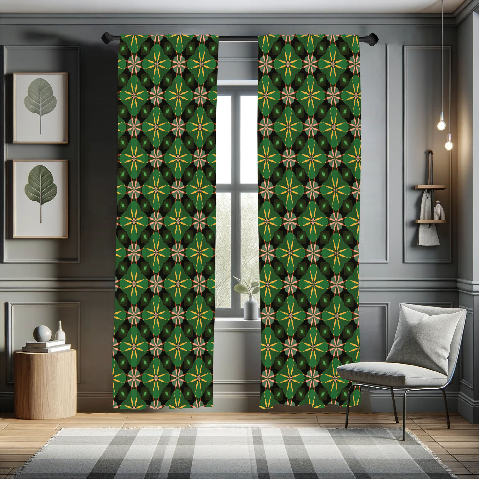 East Urban Home Abstract Curtains, Antique Mosaic Nature Tone | Wayfair