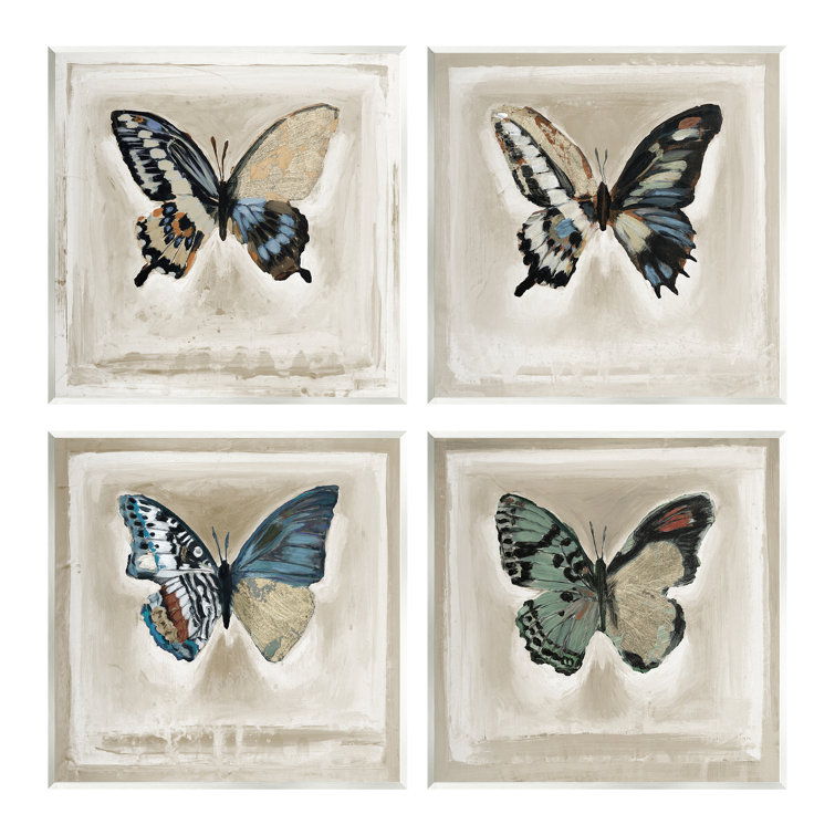 Stupell Industries Asymmetrical Butterfly Wing Patterns 4 Piece Set ...