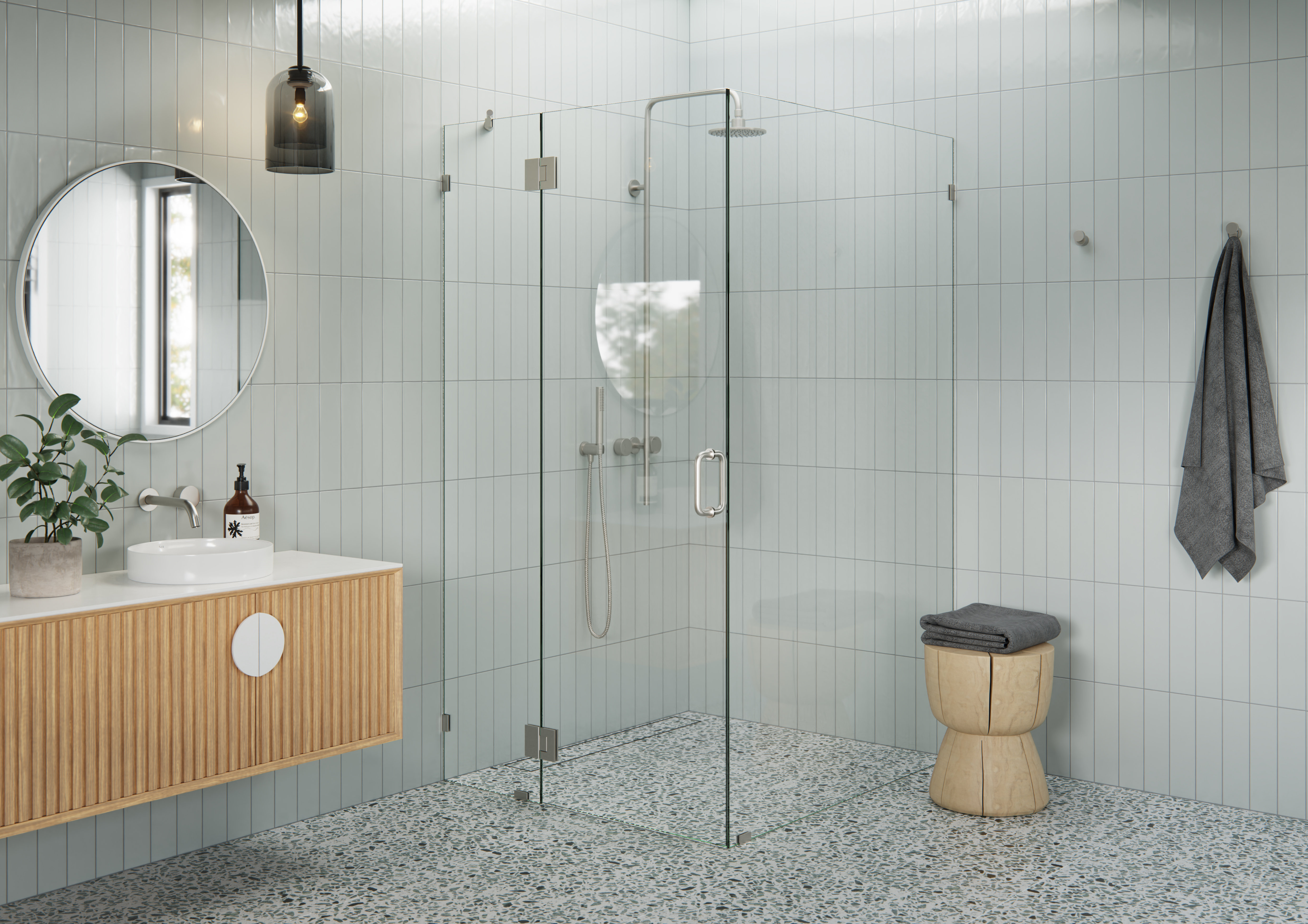 Glass Warehouse Halo 42 in. x 45 in. x 78 in. 90-degree Fully Frameless ...