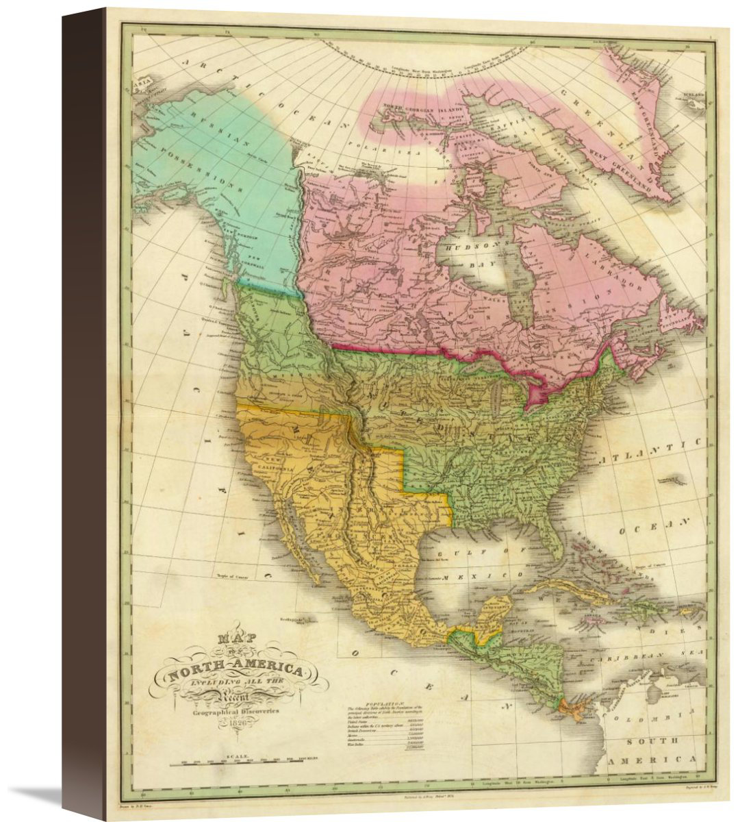 Global Gallery 'Map of North America Including All The Recent ...