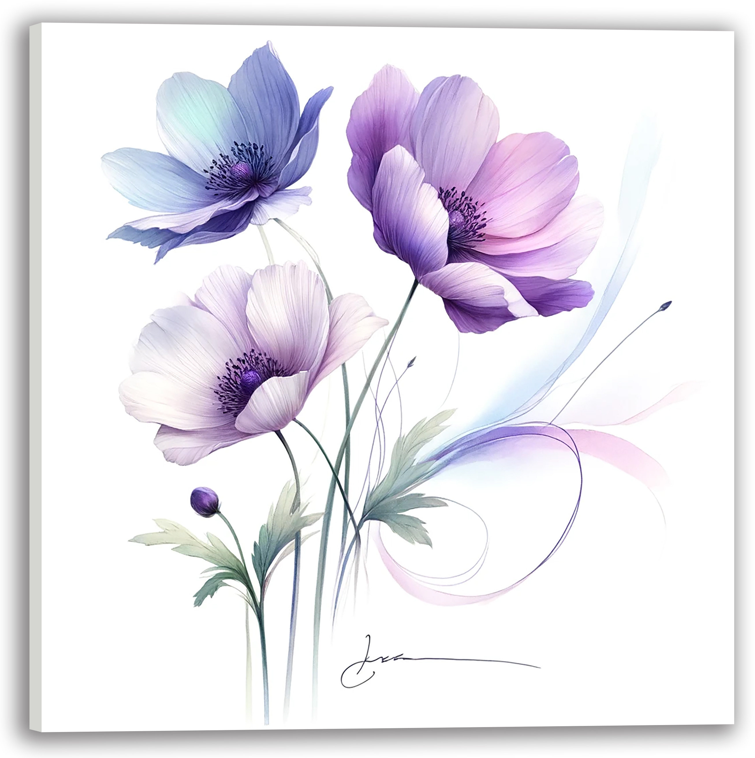 Winston Porter Graceful Trio of Purple Anemones Wrapped Canvas Art ...