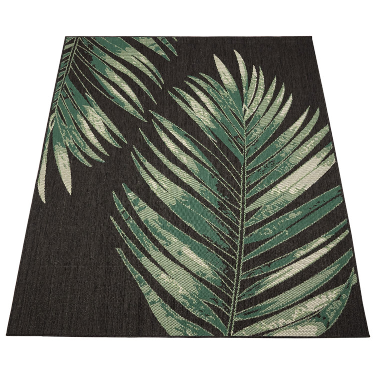 Bay Isle Home Floral Palm Leaf Rug Tropical Design For Indoor And ...