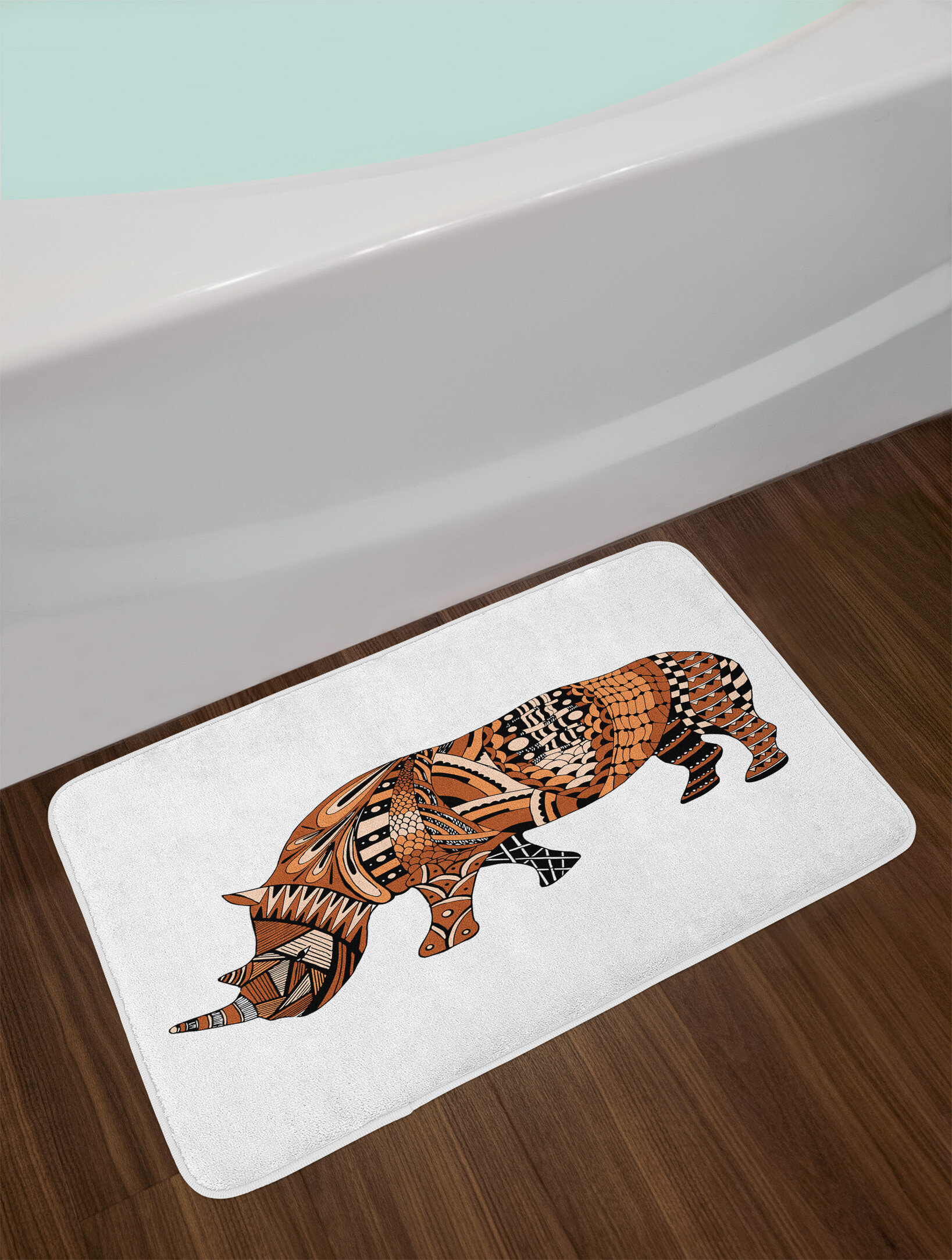 East Urban Home Animal Plush Bath Mat, Folkloric and Ethnic Boho, 30.2 ...
