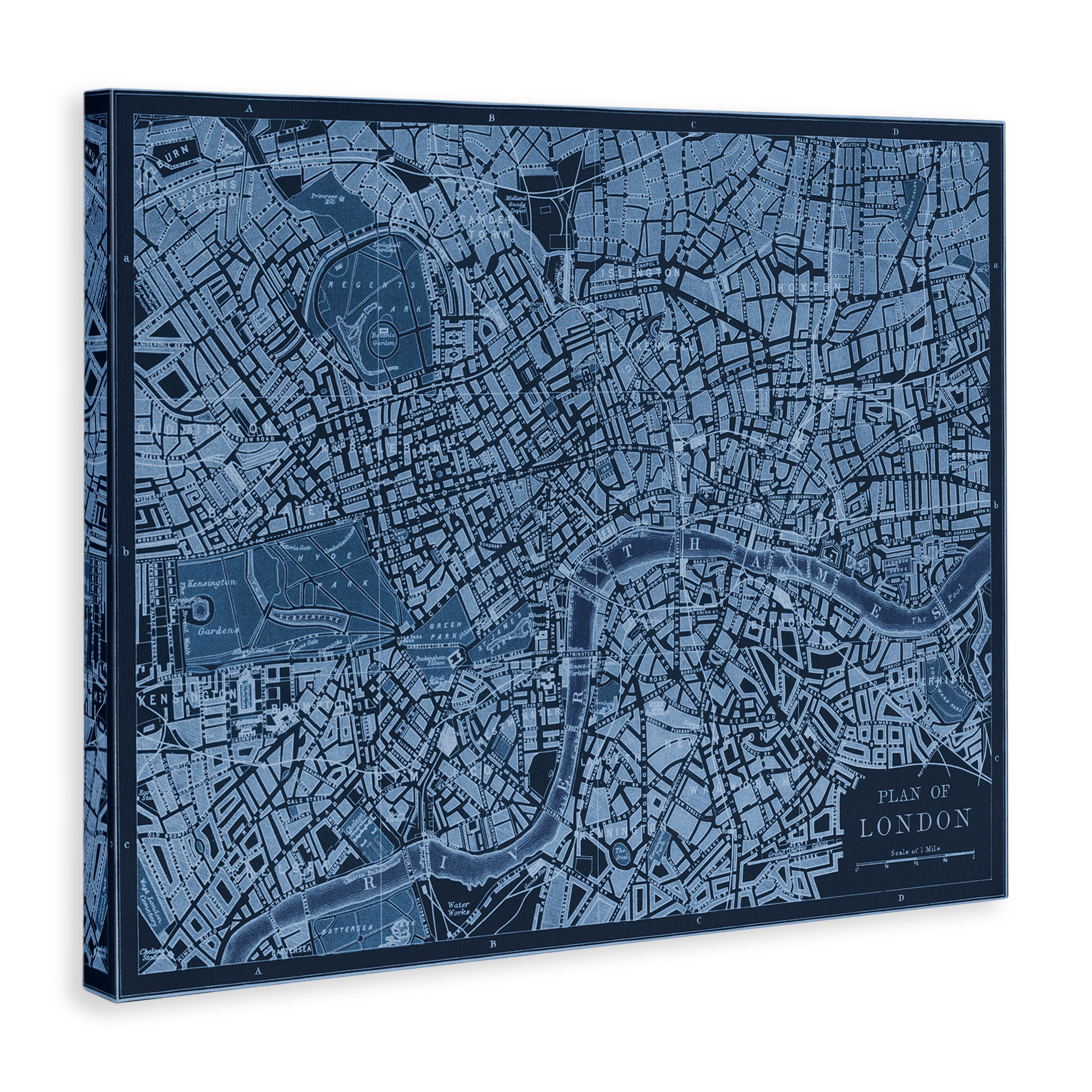 Dovecove Blue Detailed London Map Canvas, design by Phillipa Katz | Wayfair