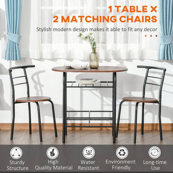 Ebern Designs 3-Piece Dining Table Set, Oval Kitchen Table And Chairs ...