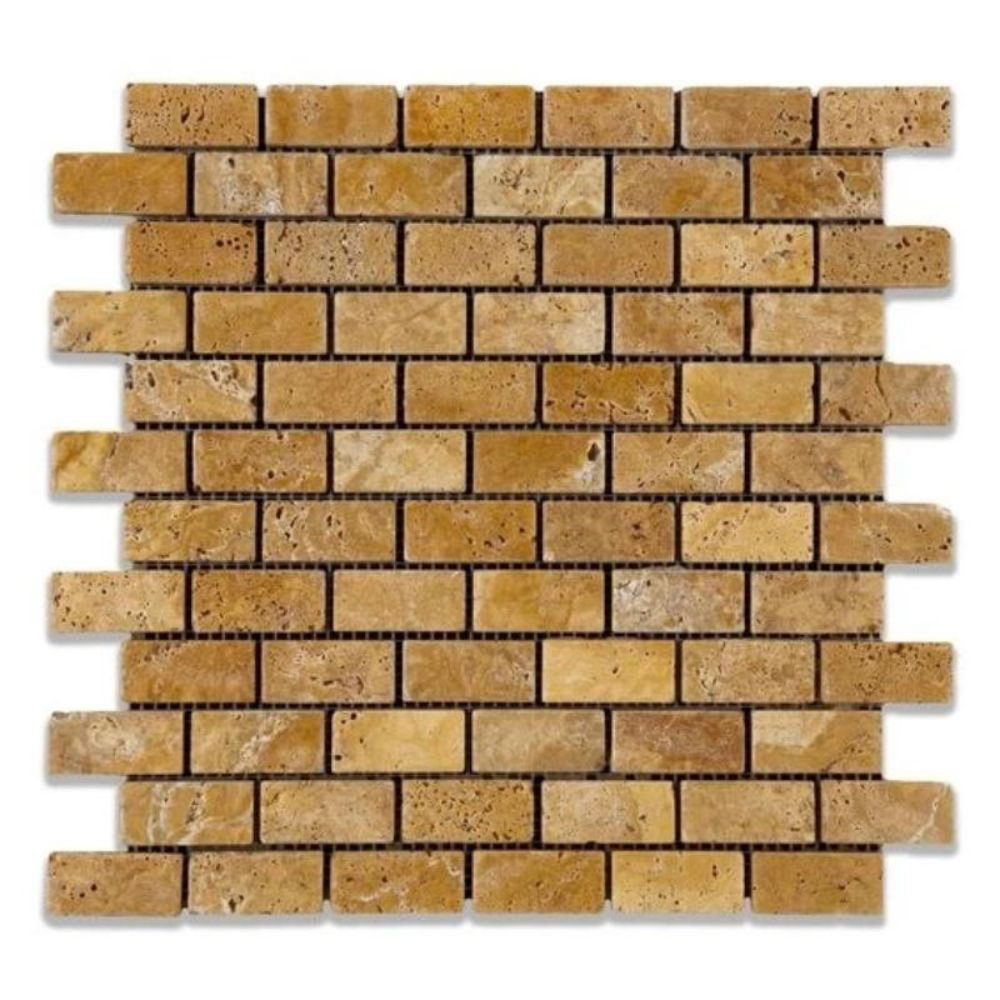 Tile & Mosaic Depot 1" x 2" Travertine Brick Joint Mosaic Wall & Floor ...
