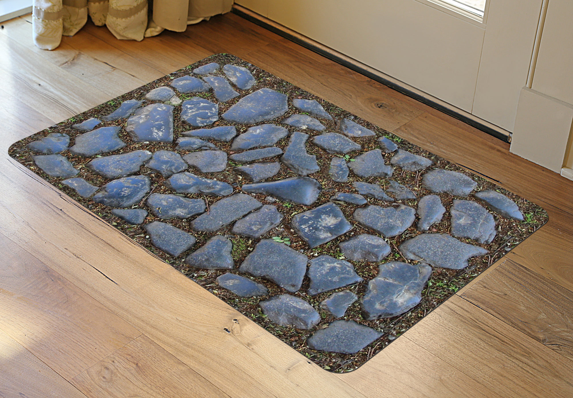 The Twillery Co. Juri Black Stones Kitchen Mat by Matterly | Wayfair