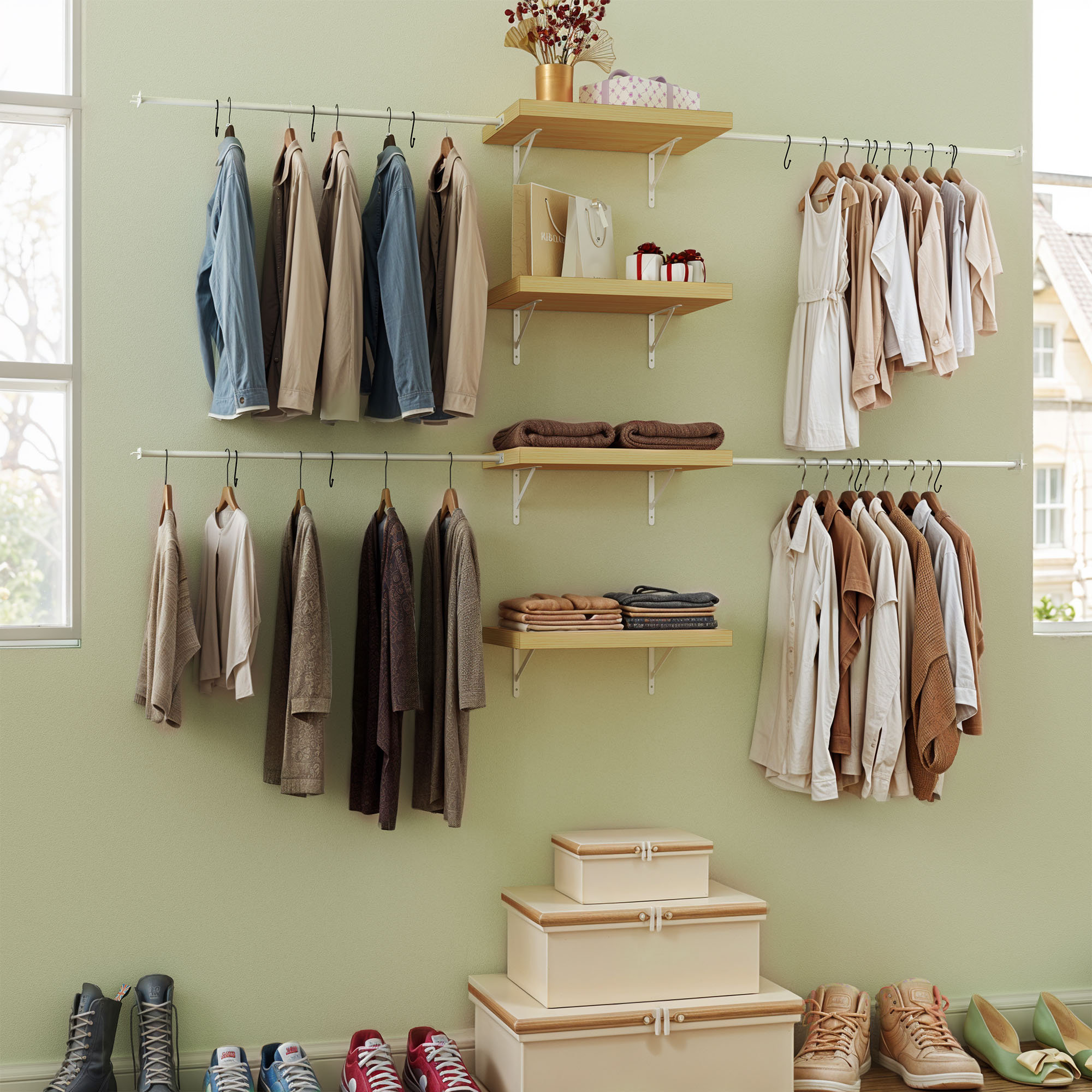 Rebrilliant Adjustable Walk In Wall Mount Closet Organizers System And ...