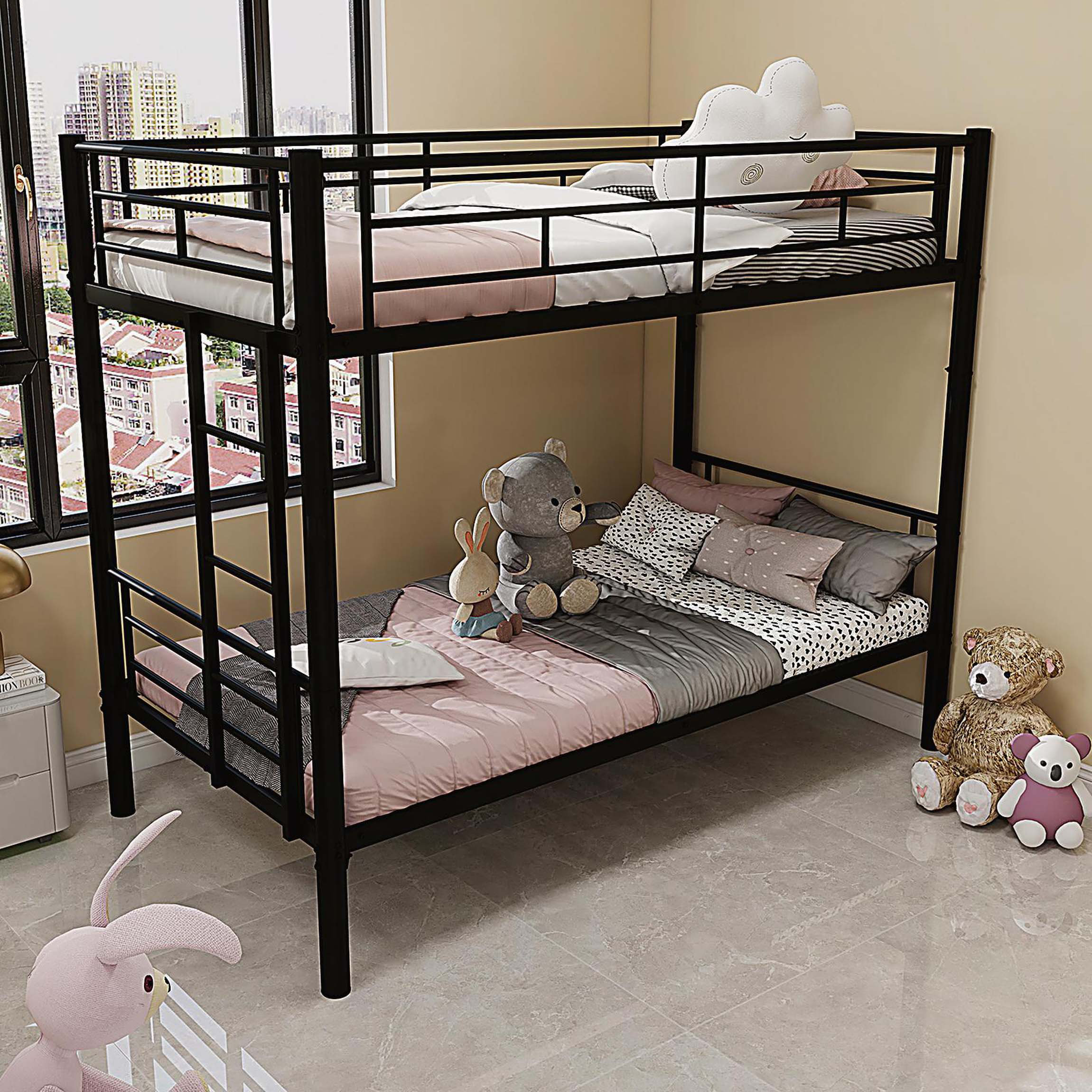 17 Stories Twin Over Twin Metal Bunk Bed for Kids Boys Girls,Metal ...