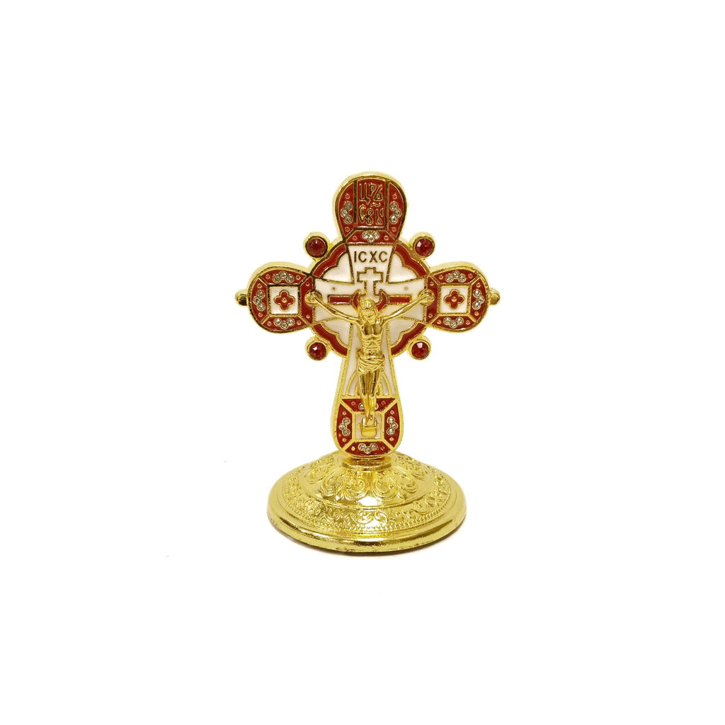Astoria Grand Gold,White And Red Crucifix With Stand Figurine | Wayfair