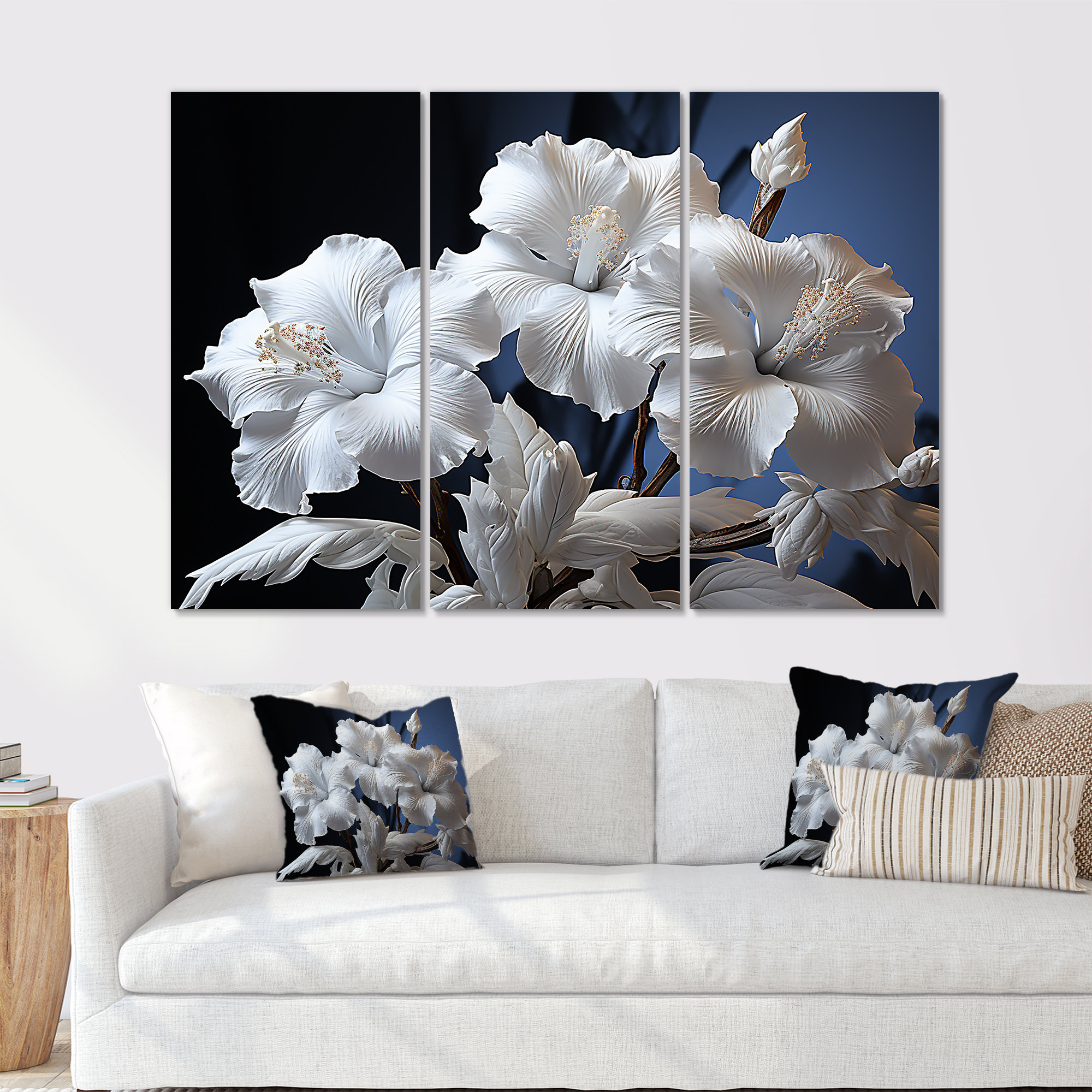 Lark Manor White Hibiscus Flowers Illuminated By Moonlight - Hibiscus ...