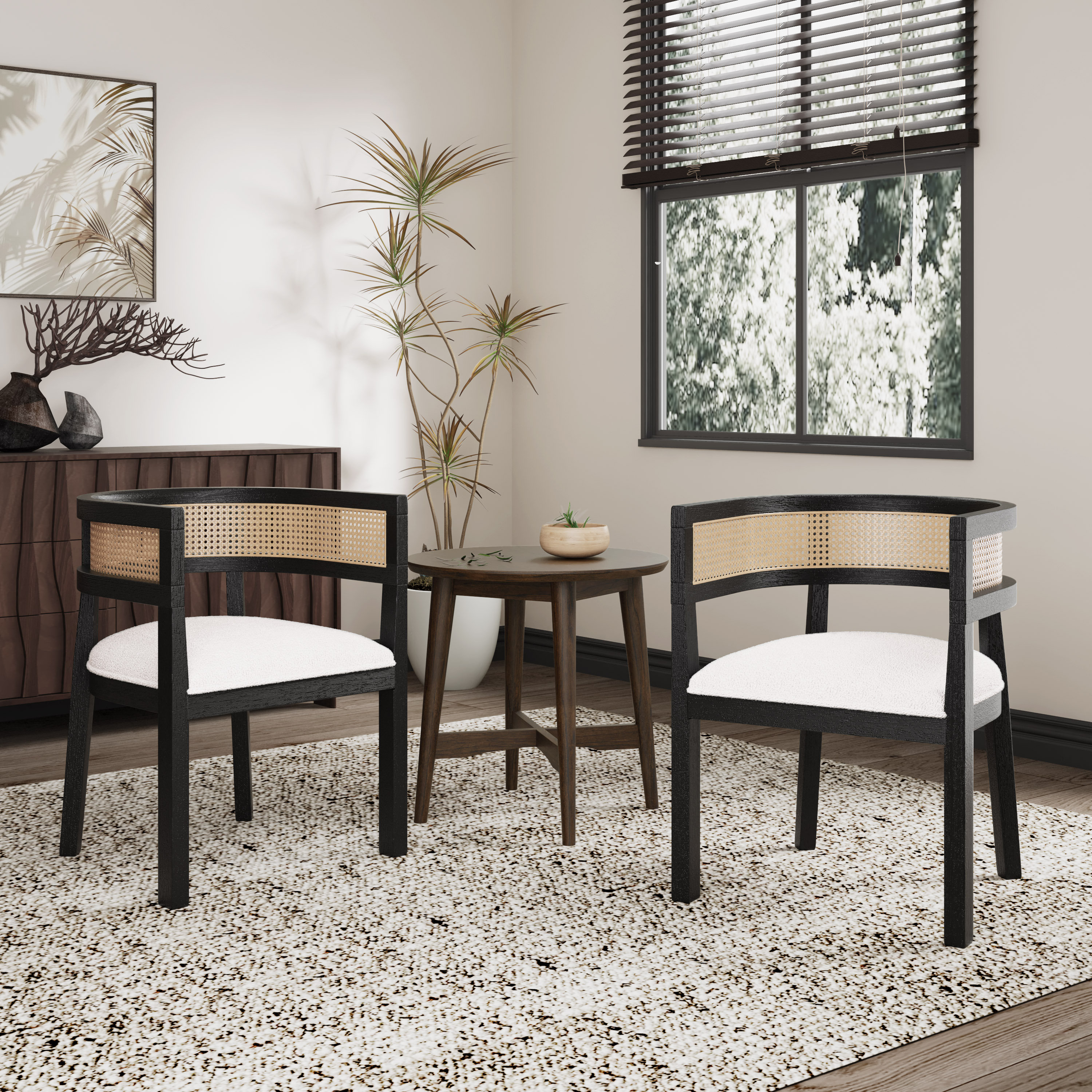George Oliver Dunkley Wood & Rattan Dining Set - Wayfair Canada