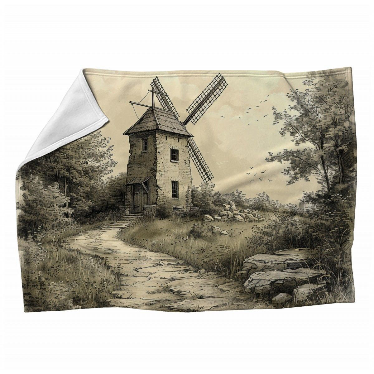 VisionDecor Windmill Fleece Throw Blanket - Landscape Throws for Sofas ...