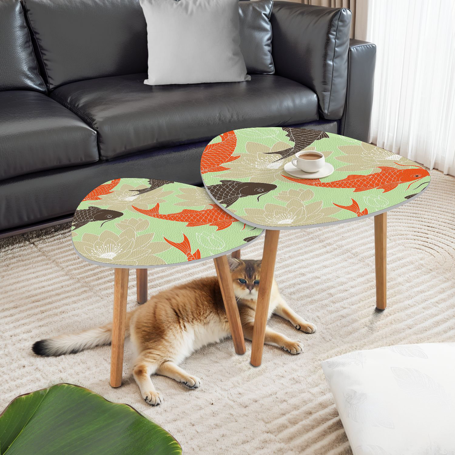 George Oliver Triangle Nesting Coffee Table Set of 2 lotus carps End ...