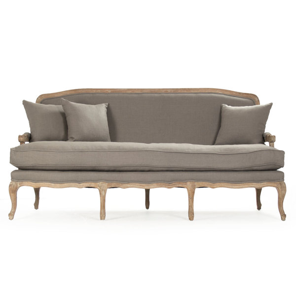 Zentique Emelie 71.75" Linen Recessed Arm Sofa with Reversible Cushions ...