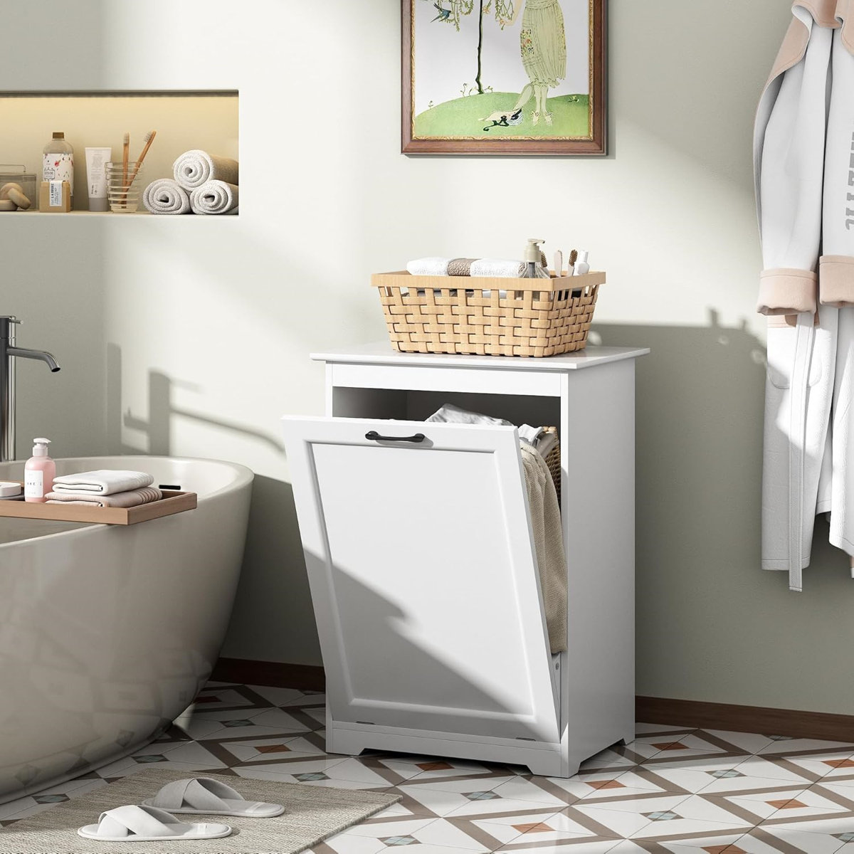 Rockpapa Furniture Adjustable Angle Trash Can Cabinet - Tilted Kitchen ...