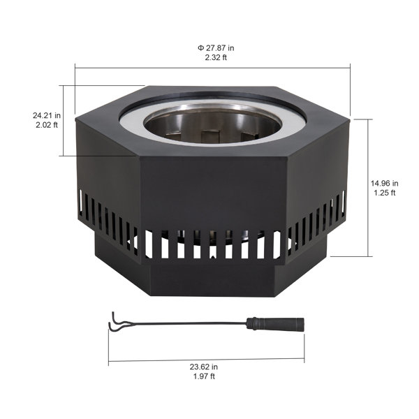 Arlmont & Co. Sunjoy 28 In Smokeless Fire Pit with Removable Ash Pan ...