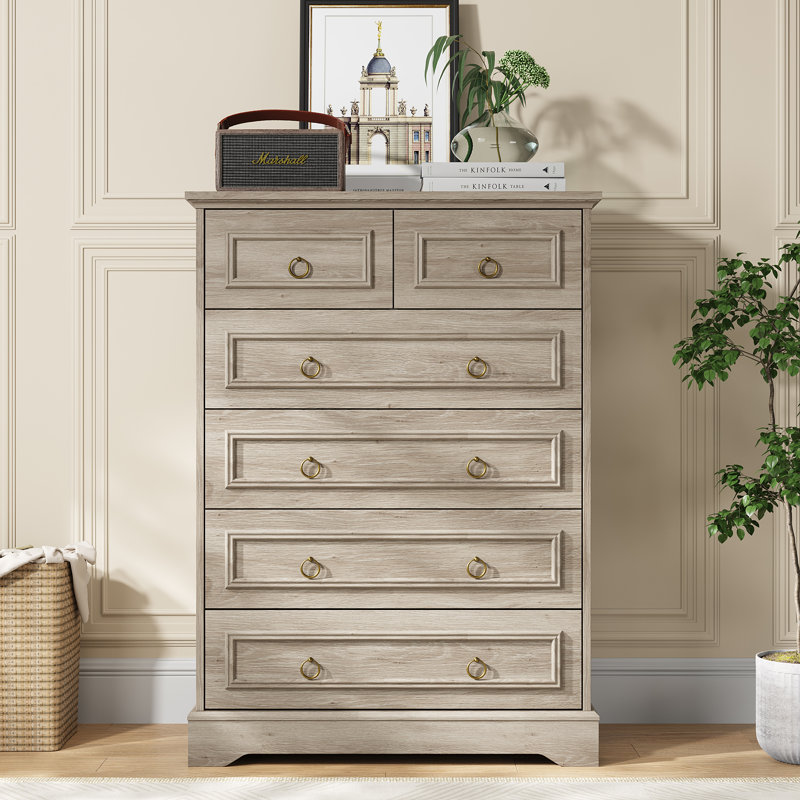 Breakwater Bay 6 Drawers Vintage Design Dresser With Natural Texture ...