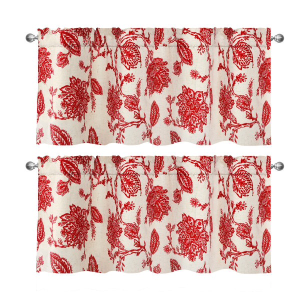 Canora Grey Leonida Floral Tailored 50" Window Valance in Red/Beige ...