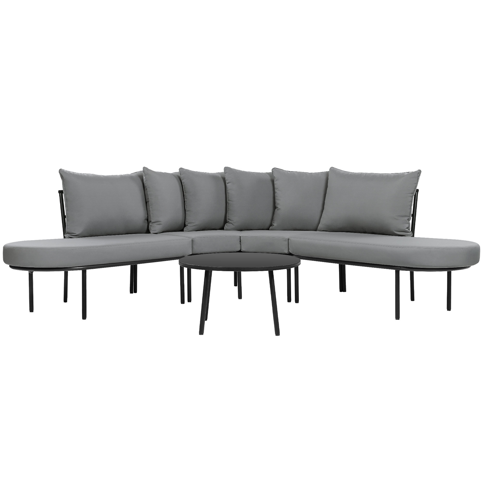 Hokku Designs Comfortable 6-seat Curved Outdoor Sofa Iron Frame For ...