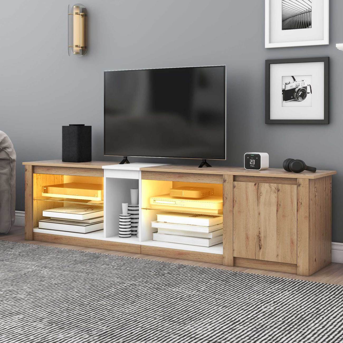 Latitude Run® TV Stand, Entertainment Center, LED Light | Wayfair