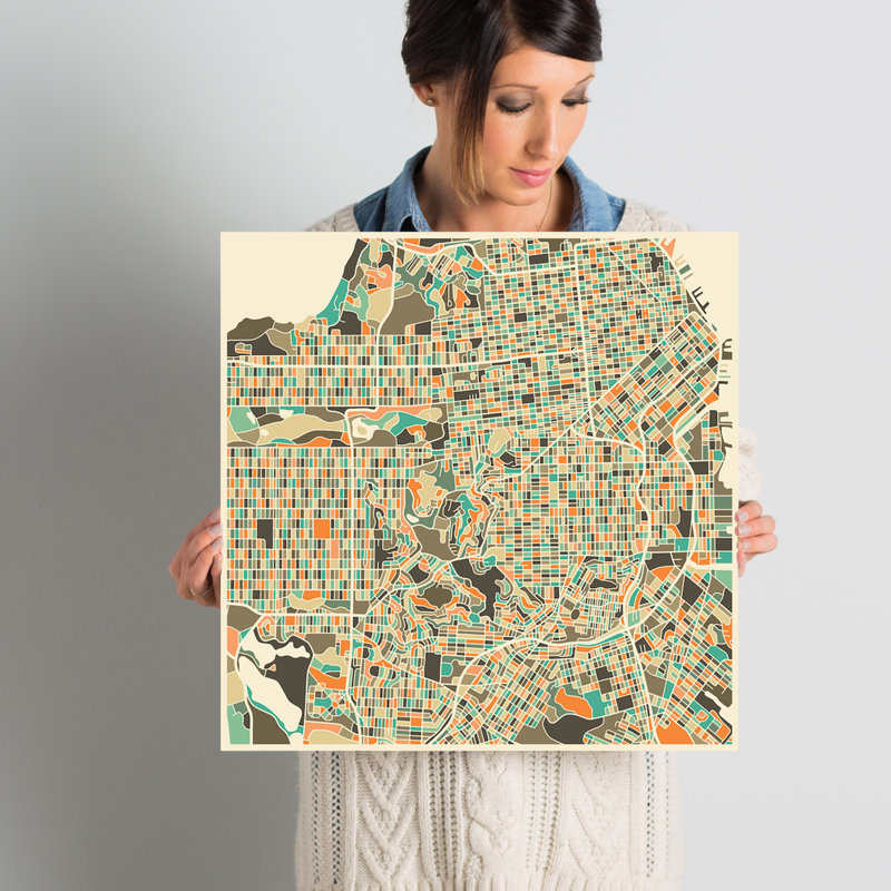 Bless international Abstract City Map Of San Francisco On Canvas by ...