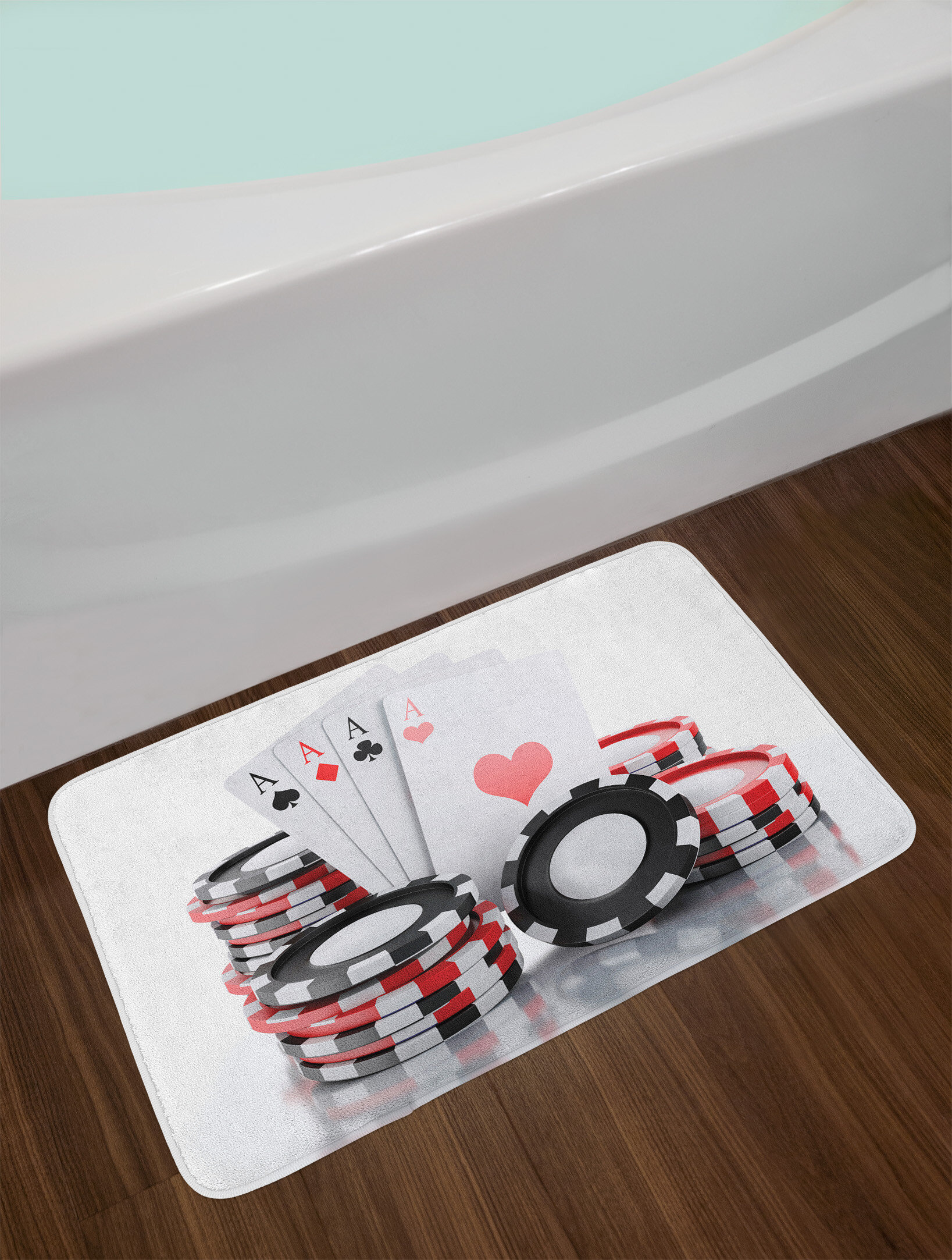 East Urban Home Poker Plush Bath Mat, Chips and Playing Cards Image, 30 ...