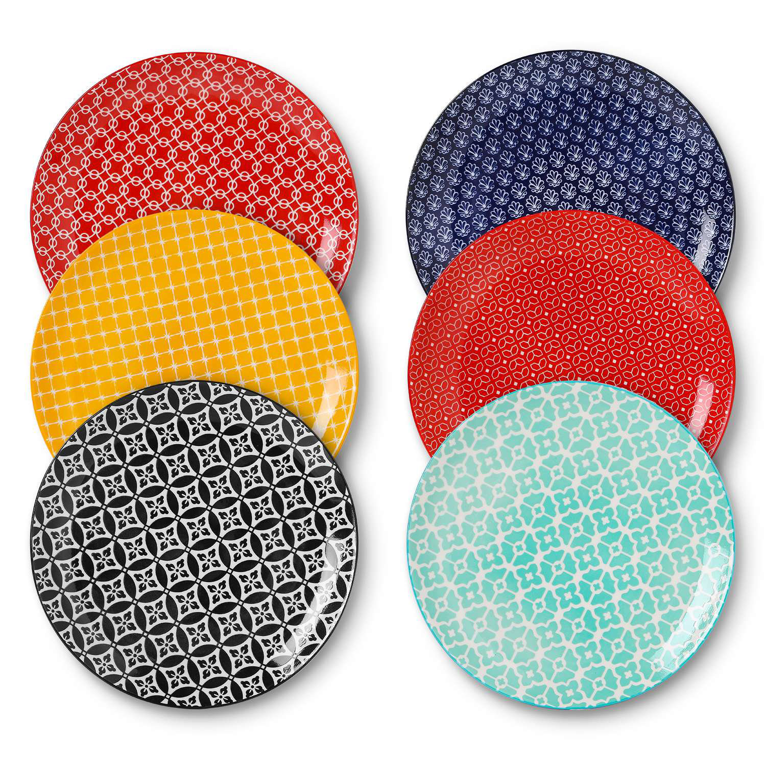 Dakota Fields Large Dinner Plates Set of 6, 10 Colorful Ceramic Plates ...