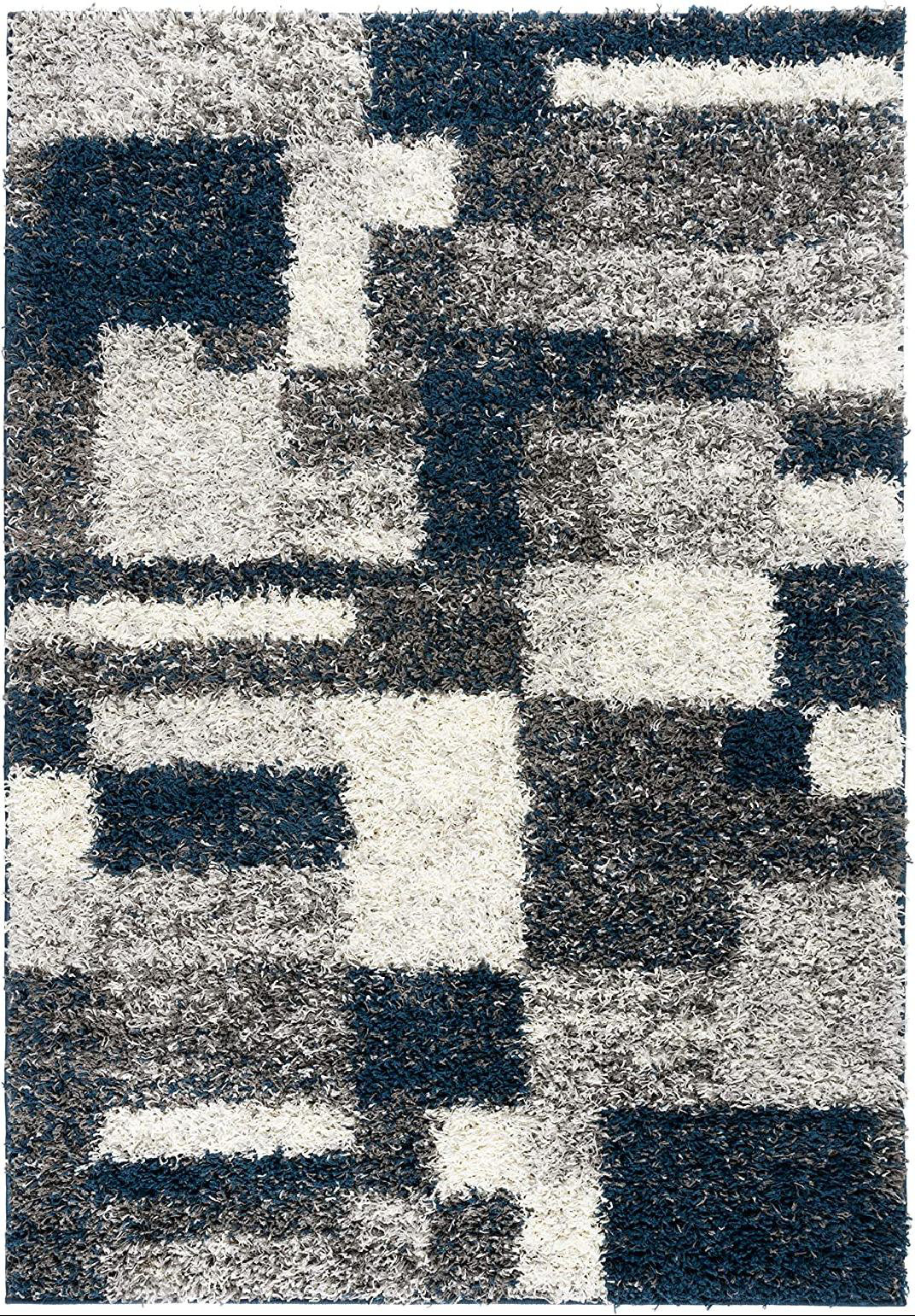 Wade Logan Farmerville Geometric Shag Navy/Gray/Ivory Area Rug ...