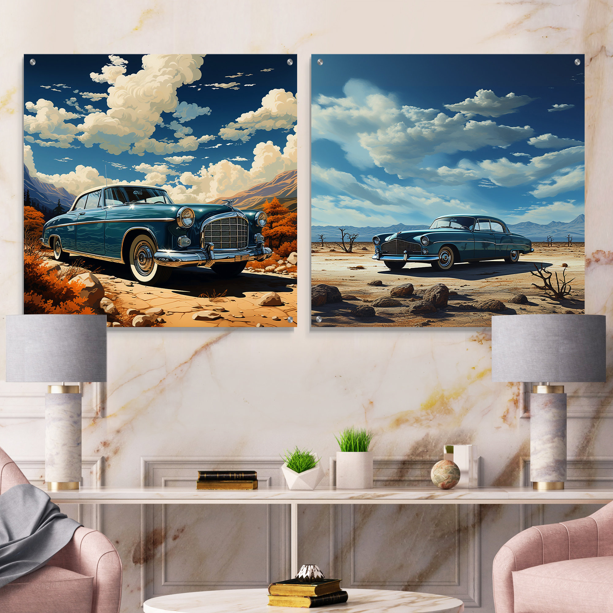 Design Art A Surrealism Vintage Car - Car Vintage Acrylic Wall Art ...