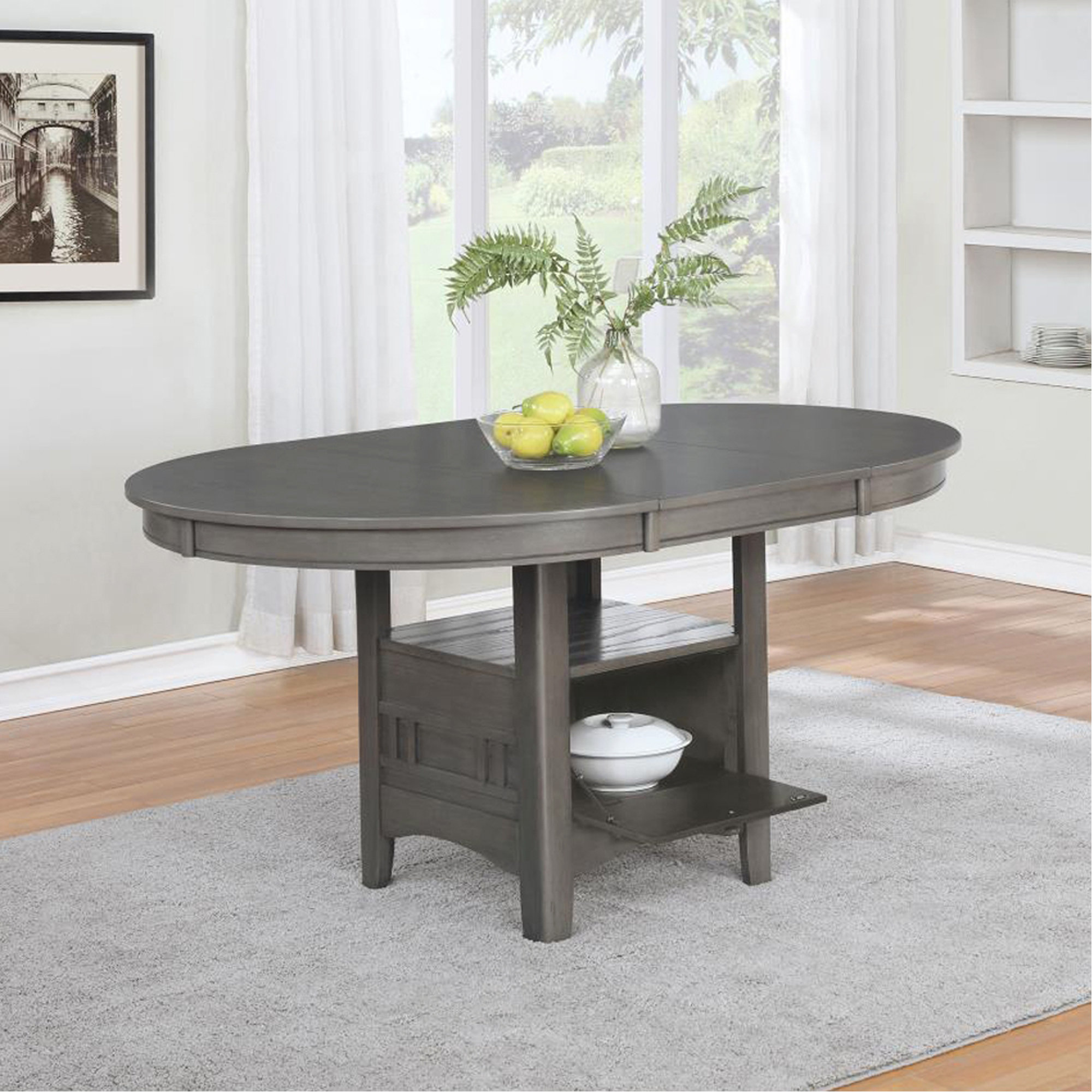 Hokku Designs Illkirch Espresso Oval Extension Leaf Dining Table ...