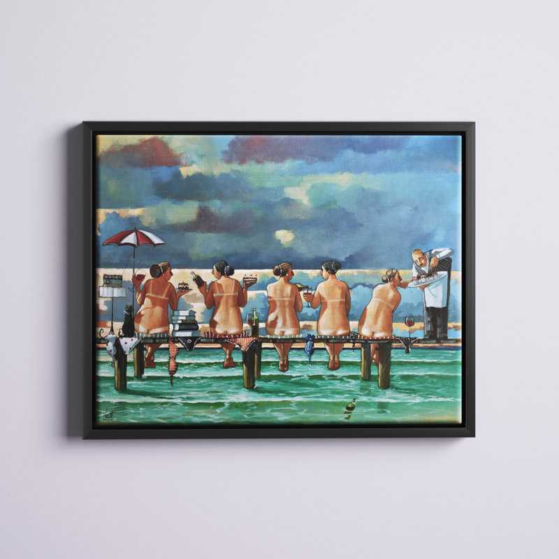 Beachcrest Home Beach Dock Women Summer Fun Framed On Canvas by Ronald ...
