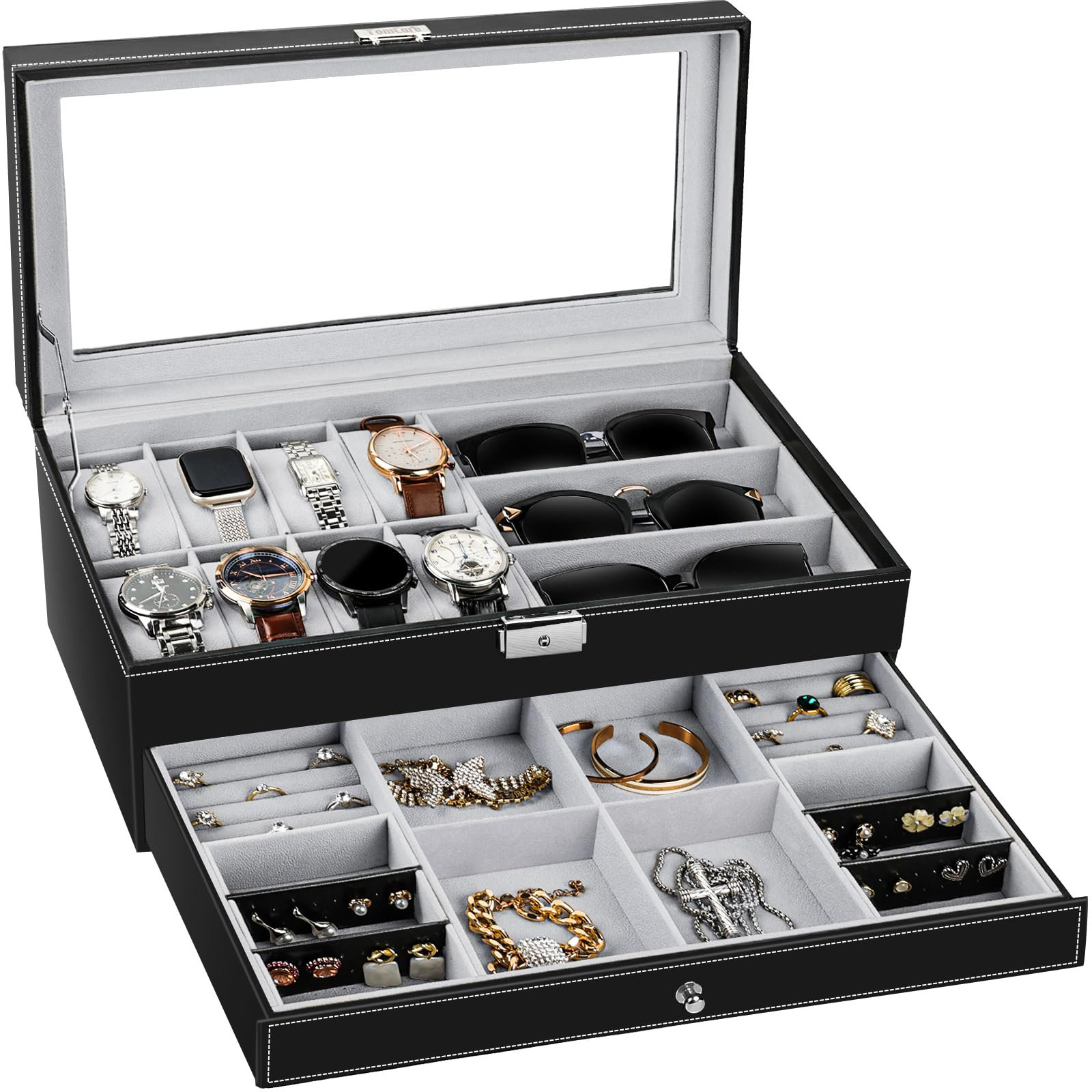 Latitude Run® Watch Box Watch Case Jewelry Organizer Holder Jewelry ...