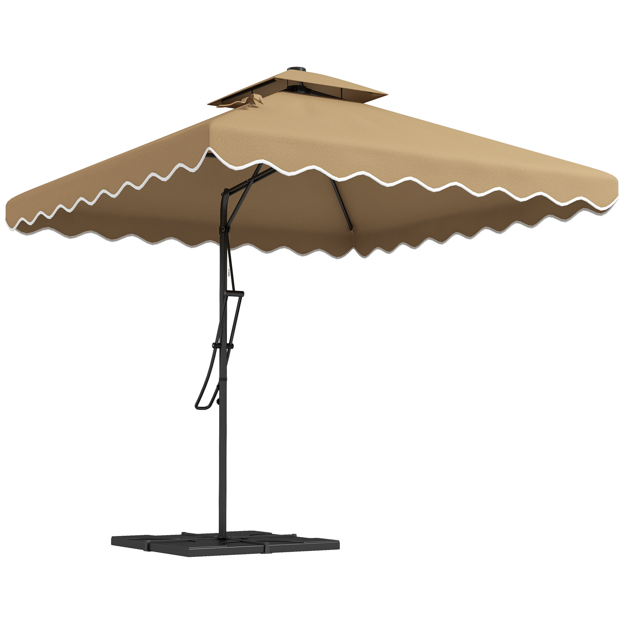 Arlmont & Co. 8' Cantilever Patio Umbrella W/ Weights, Double Top ...