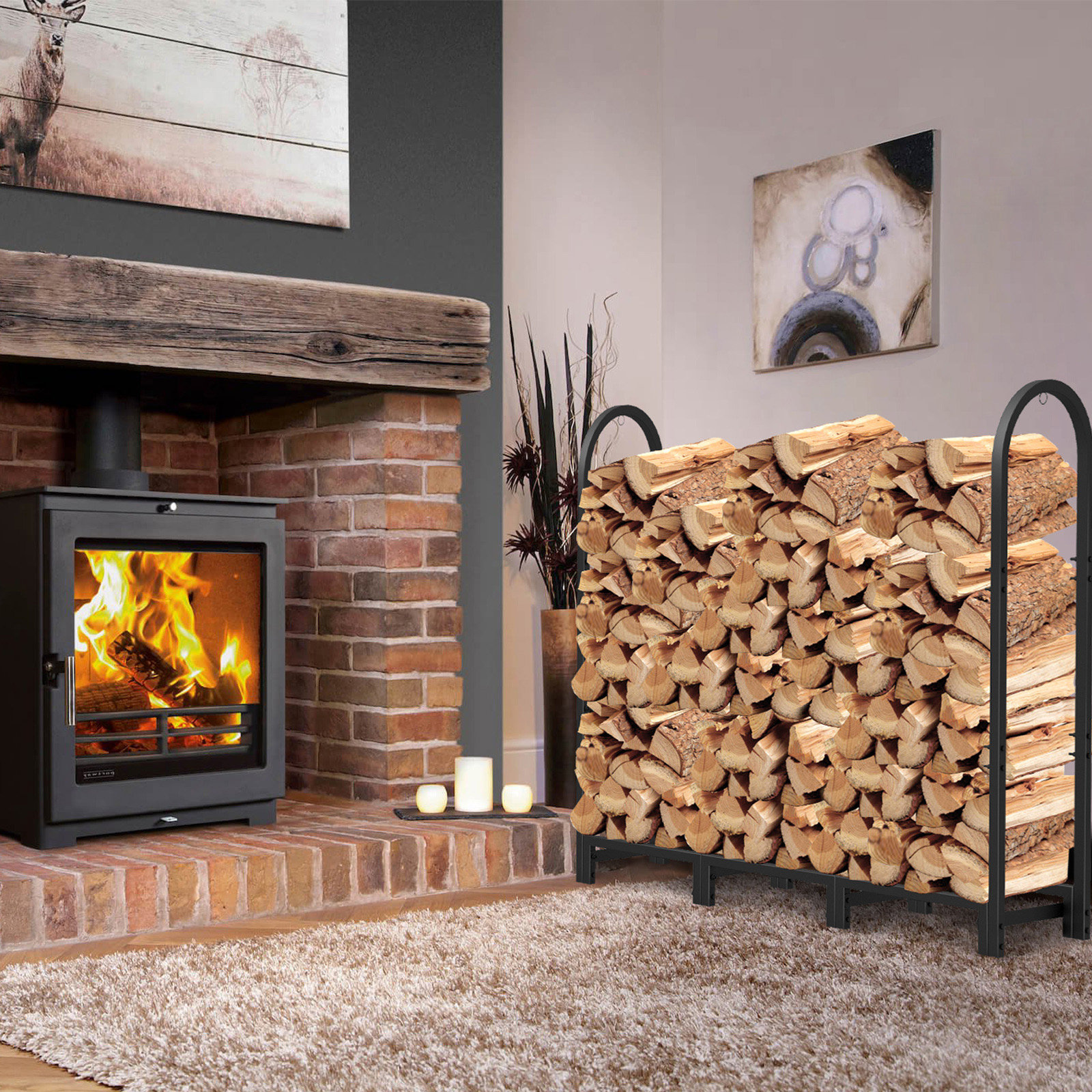 Arlmont & Co. Murtibai 48'' W Metal Log Rack - Wayfair Canada
