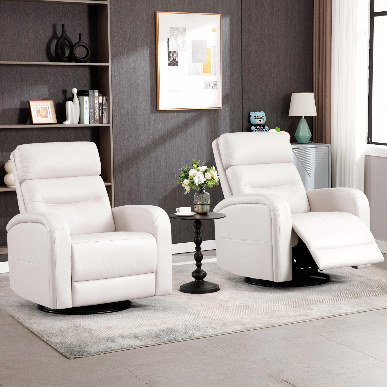 Latitude Run® Xela 33" Modern Faux Leather Manual Swive and Glider ...