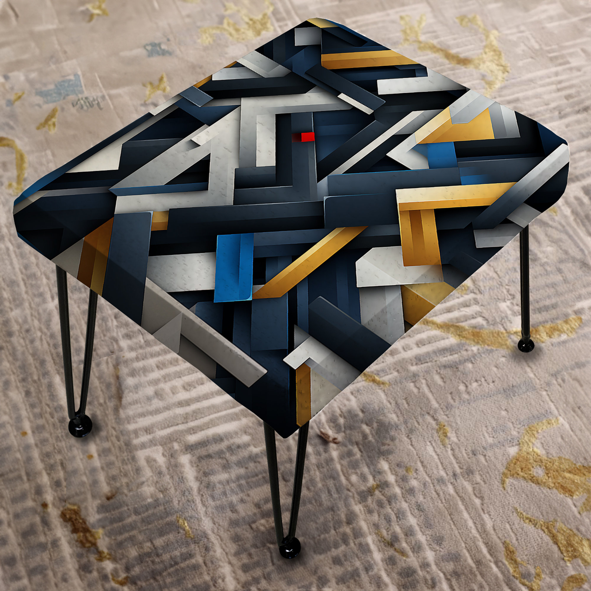 Design Art Blue Industrial Geometry Shape Melody - Geometric Rectangle ...