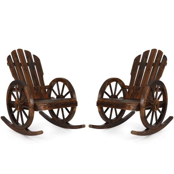 Millwood Pines Outdoor Wagon Rocking Chair Set Of 2, Adirondack Rocker ...
