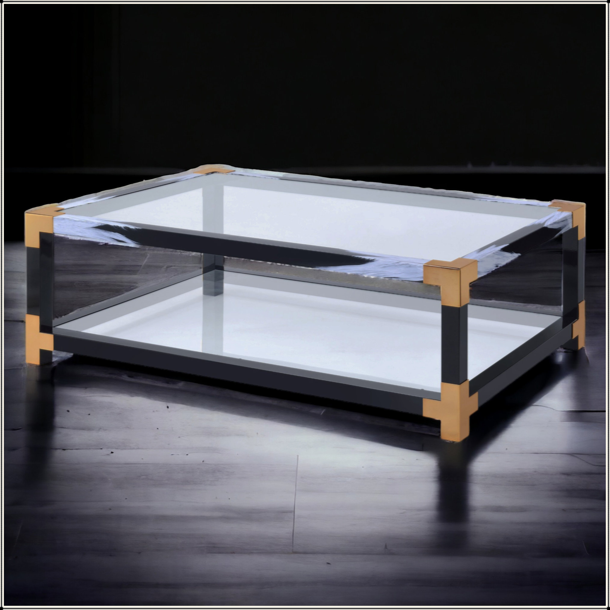 Latitude Run® Lafty Clear Glass & White Brushed Finish Coffee Table ...