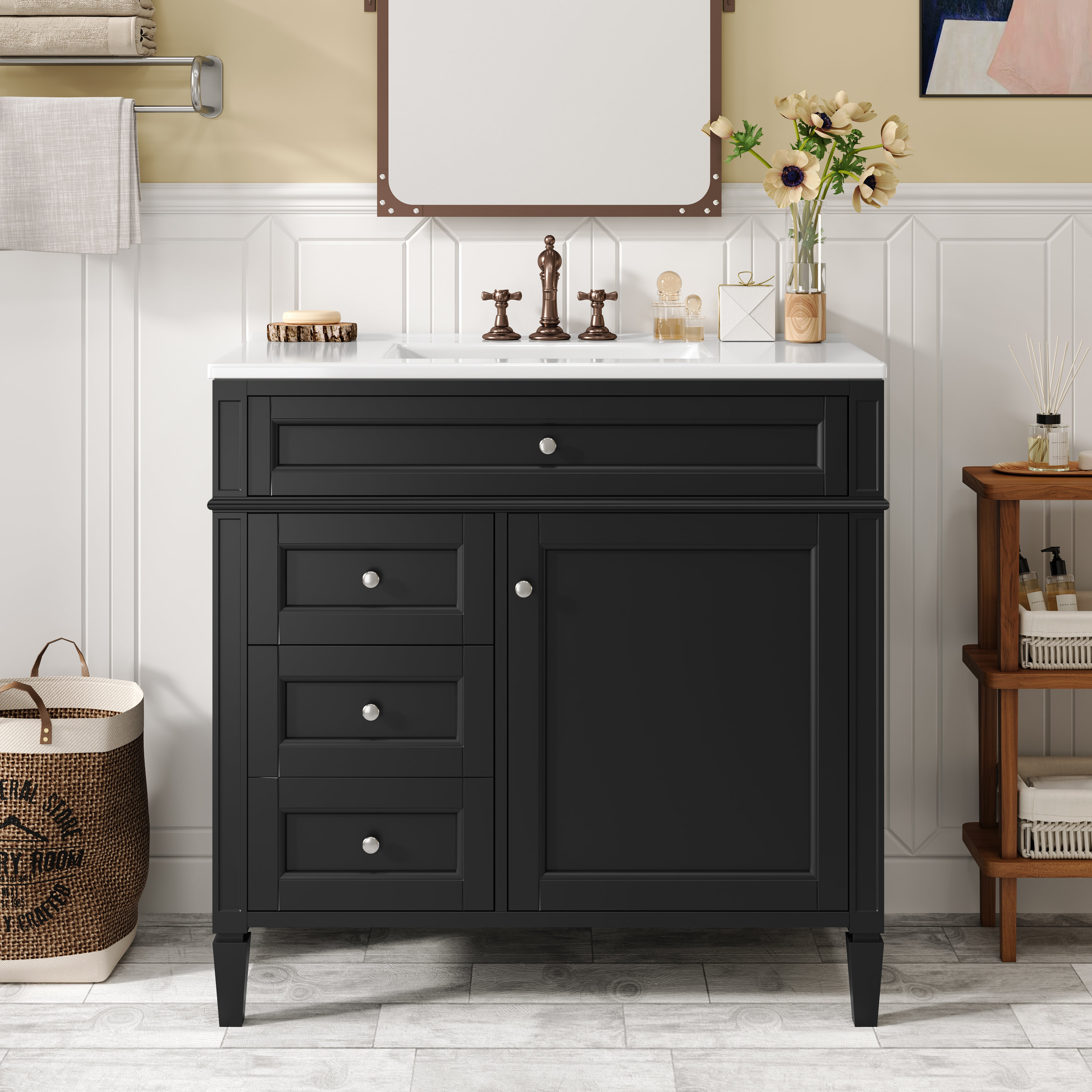 Winston Porter Modern Bathroom Vanity with Top Sink, Featuring 2 ...