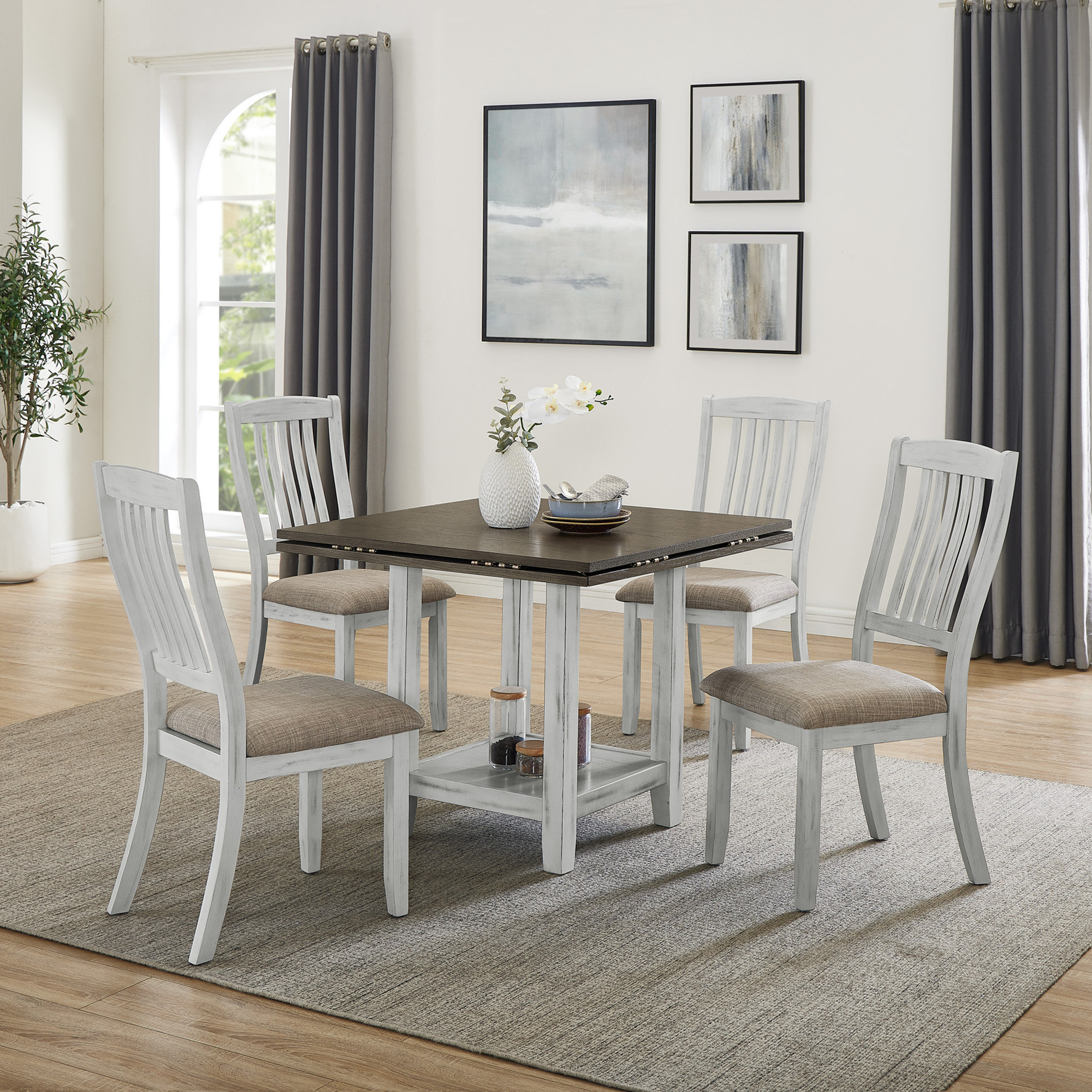 Ophelia & Co. Expansion Folding Table, Can Sit 4 People, With Storage ...