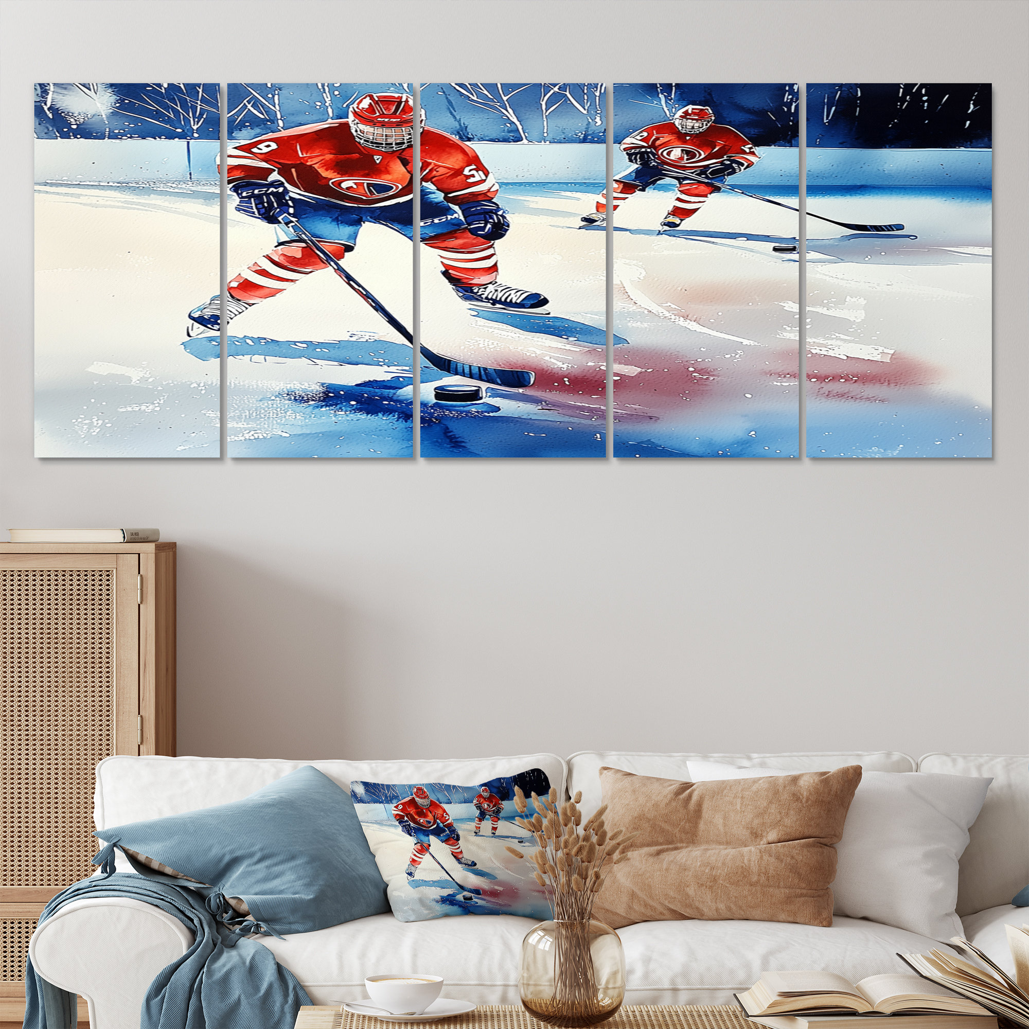 Lark Manor™ Red Hockey Players In Canada - Sport Hockey Wall Art Set ...