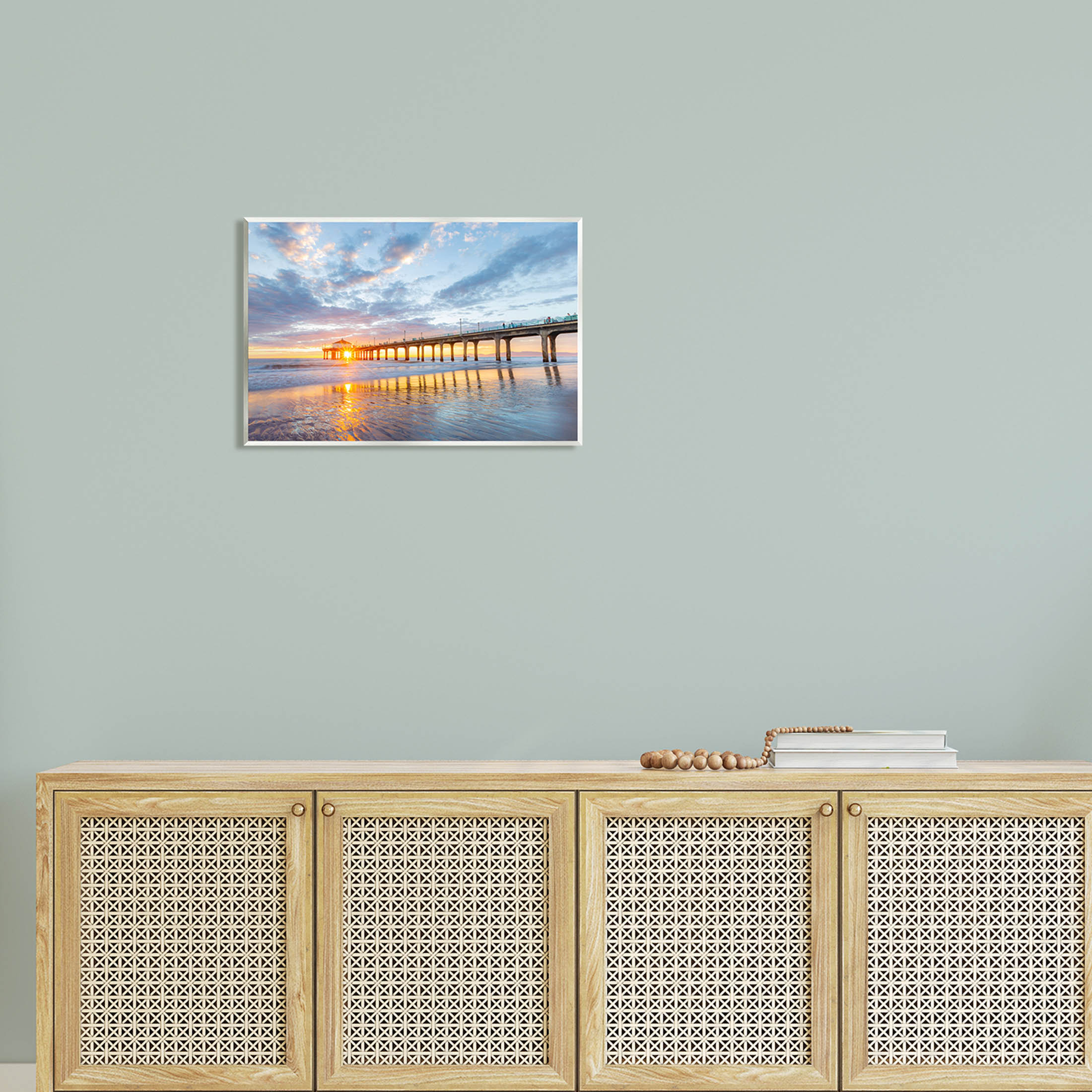 Highland Dunes Ocean Pier Sunrise Reflection On MDF by Jeff Poe Print ...