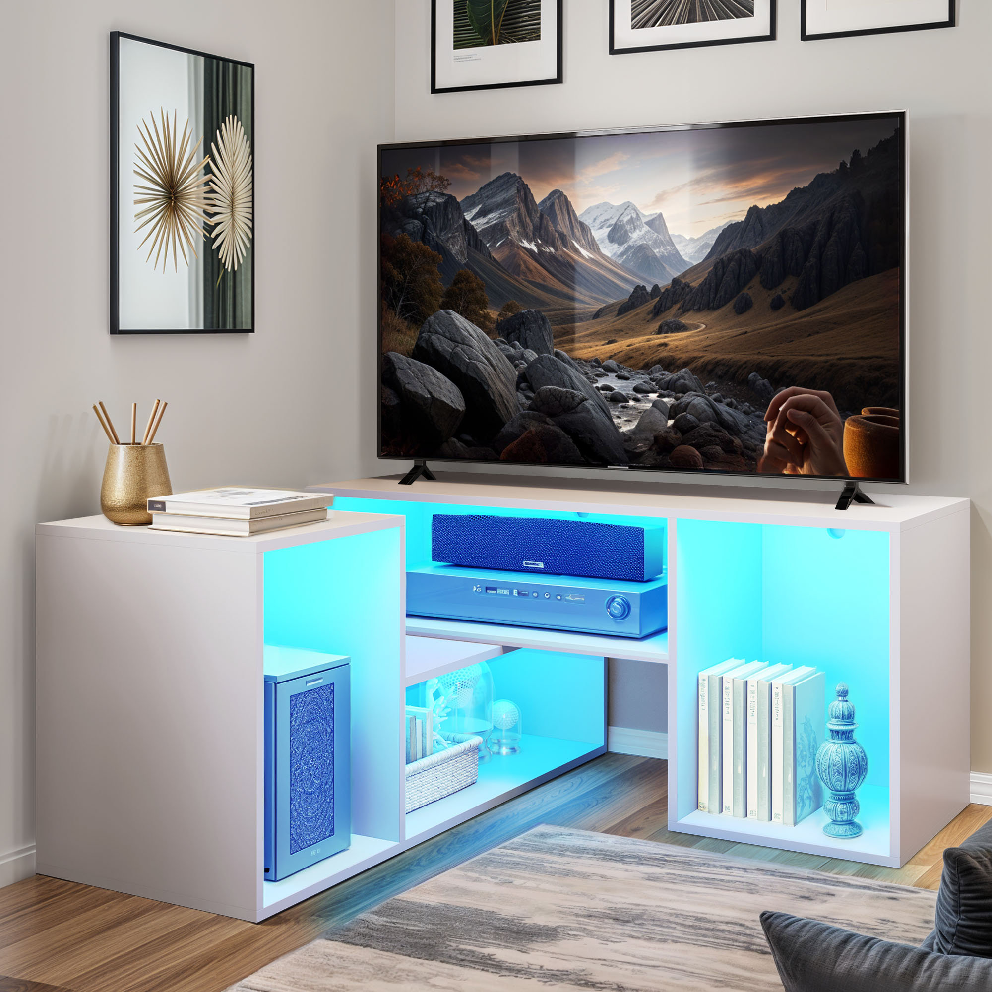Wrought Studio™ Quiana Deformable Media Console Media Center With LED ...