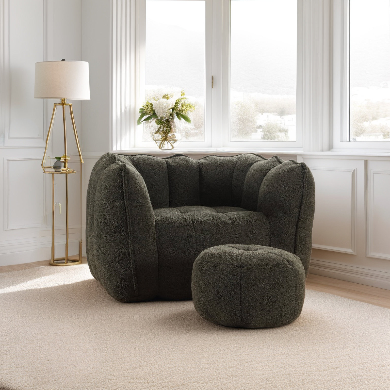 Ebern Designs Bean Bag Chairs for Adults,Accent Comfy Cozy Club Chair ...